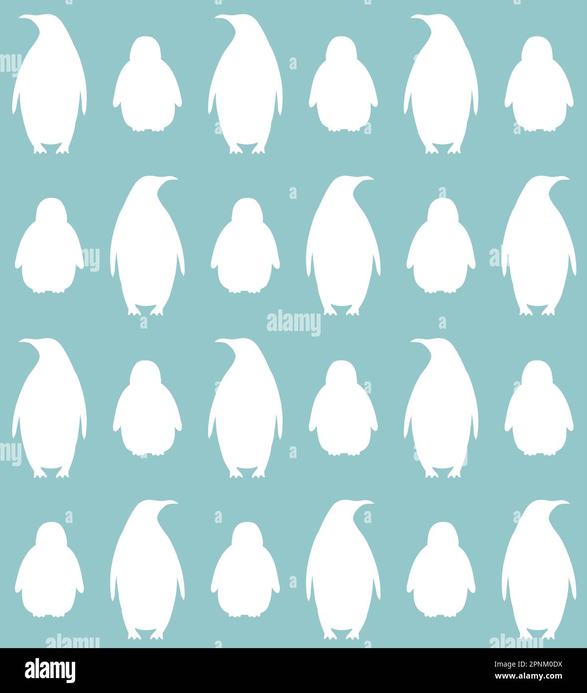 Vector seamless pattern of flat hand drawn emperor penguin with baby ...