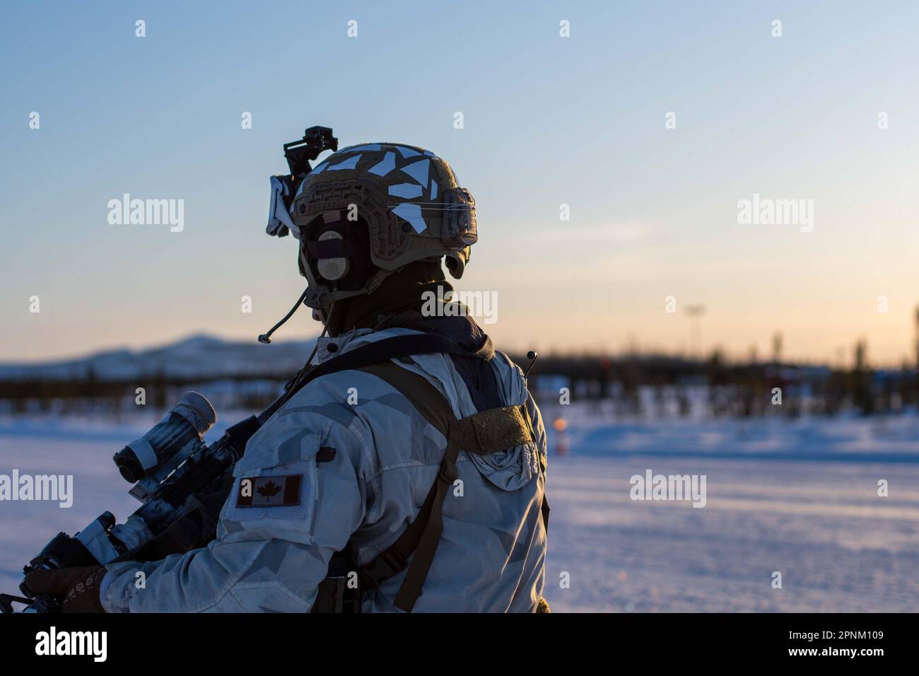 A Canadian Soldier provides security after conducting freefall ...