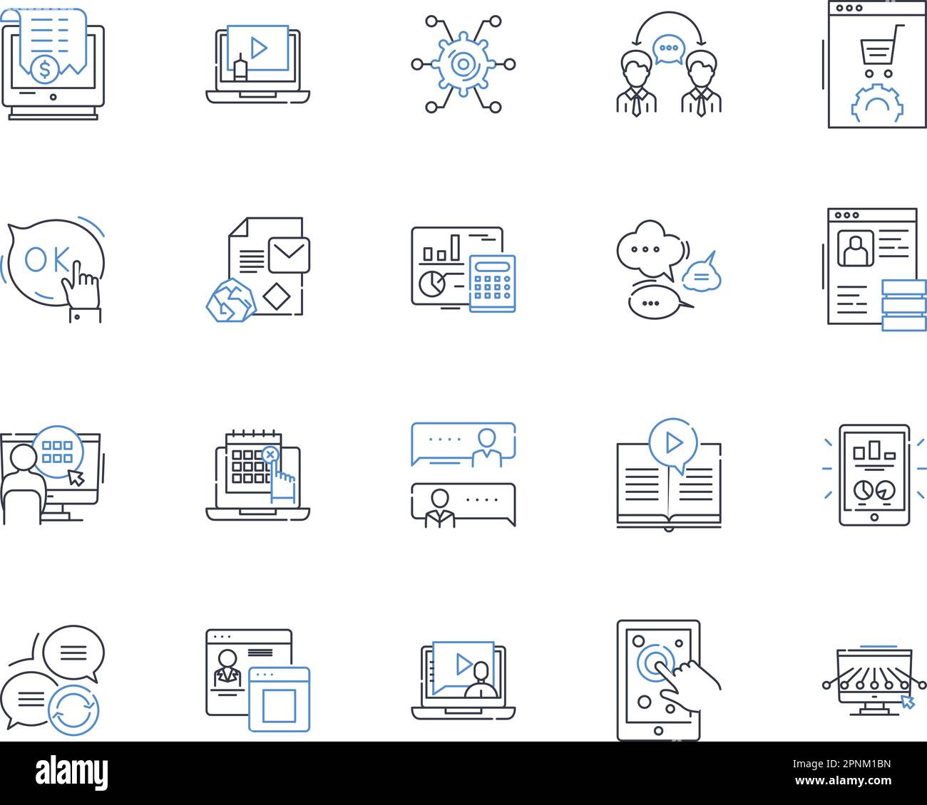 Lead Generation Line Icons Collection Prospects Conversion Targeting Sales Funnel Pipeline