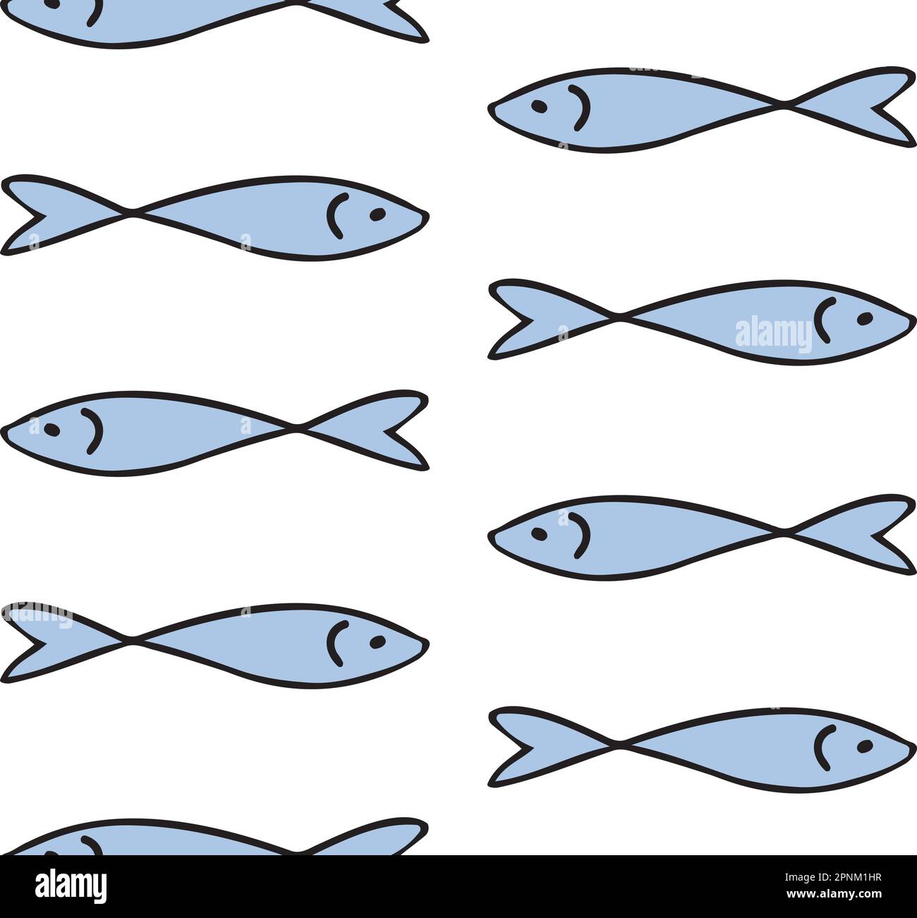 Vector seamless pattern of hand drawn doodle sketch colored fish ...