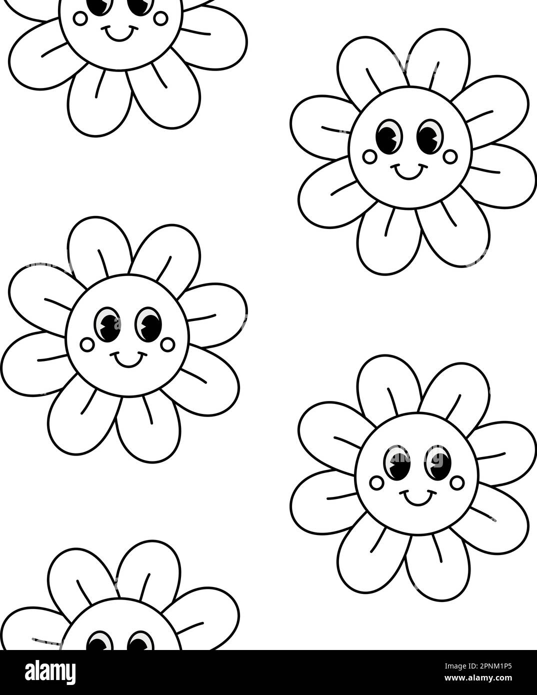 Vector seamless pattern of retro groovy outline heart with face ...