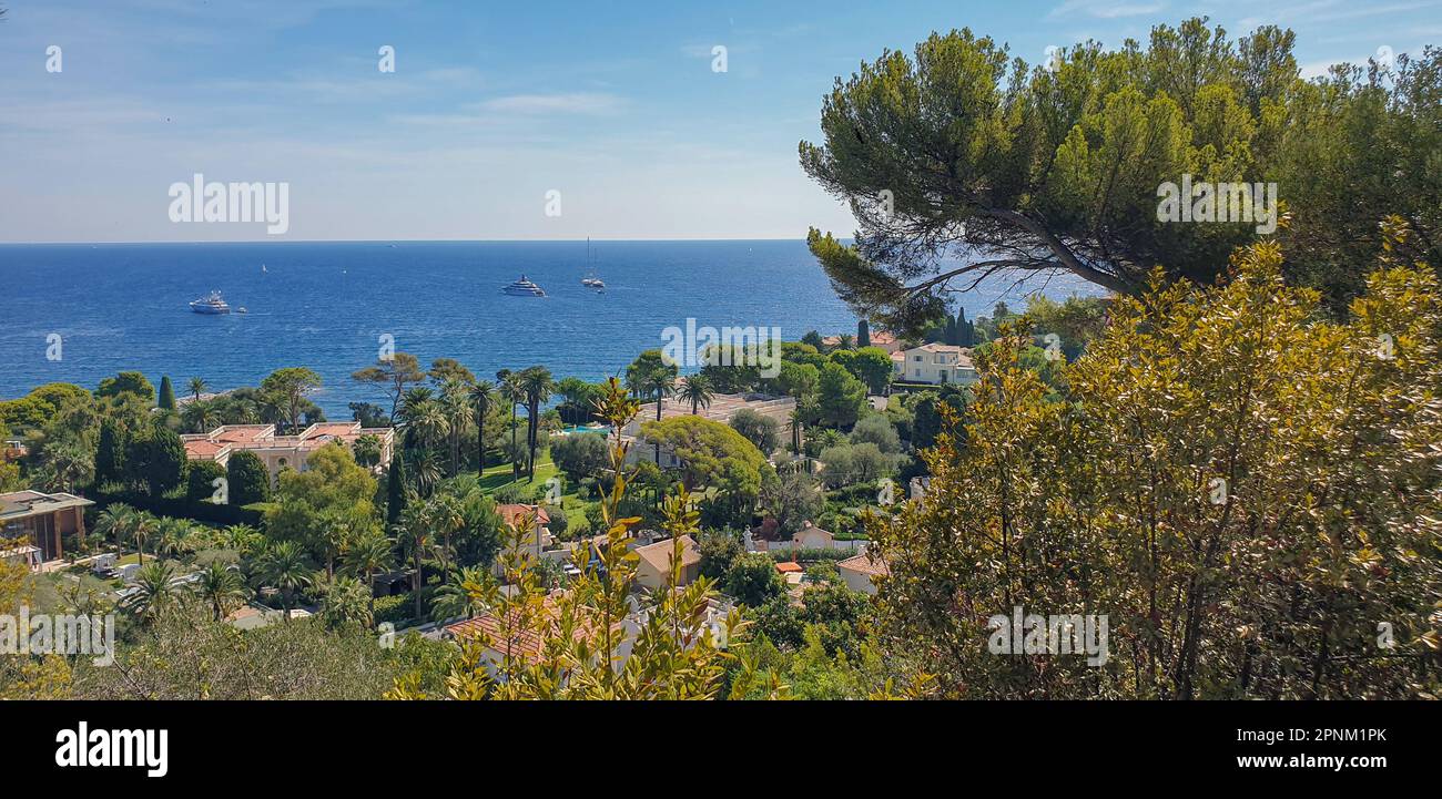 View from Villa Ephrussi de Rothschild in Saint-Jean-Cap-Ferrat on left ...