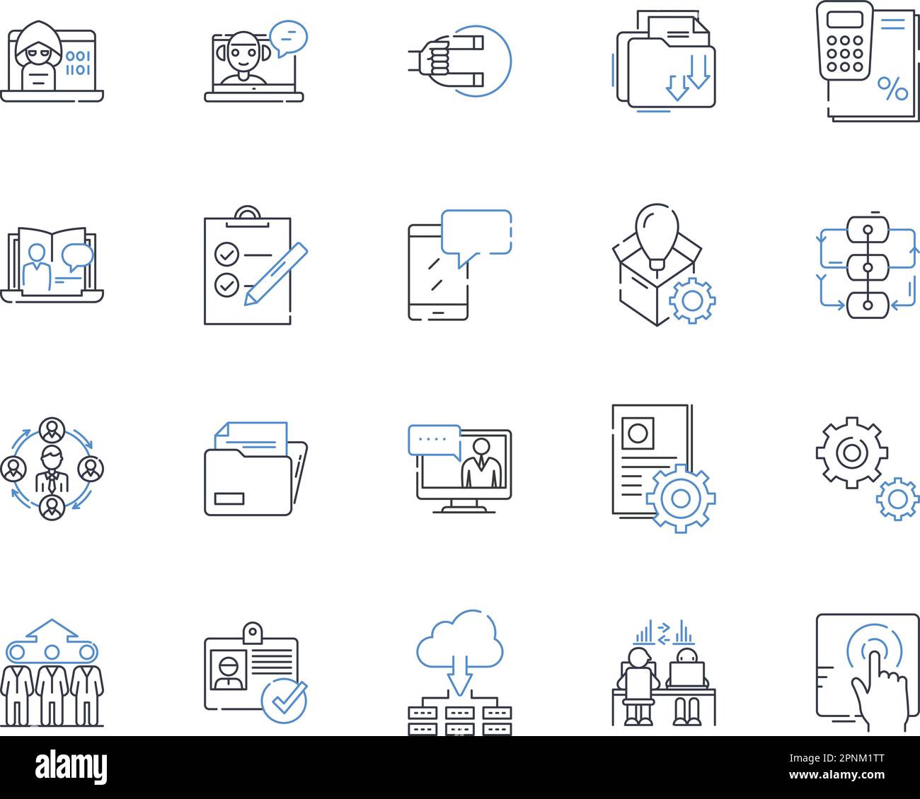 School of business administration line icons collection. Management ...