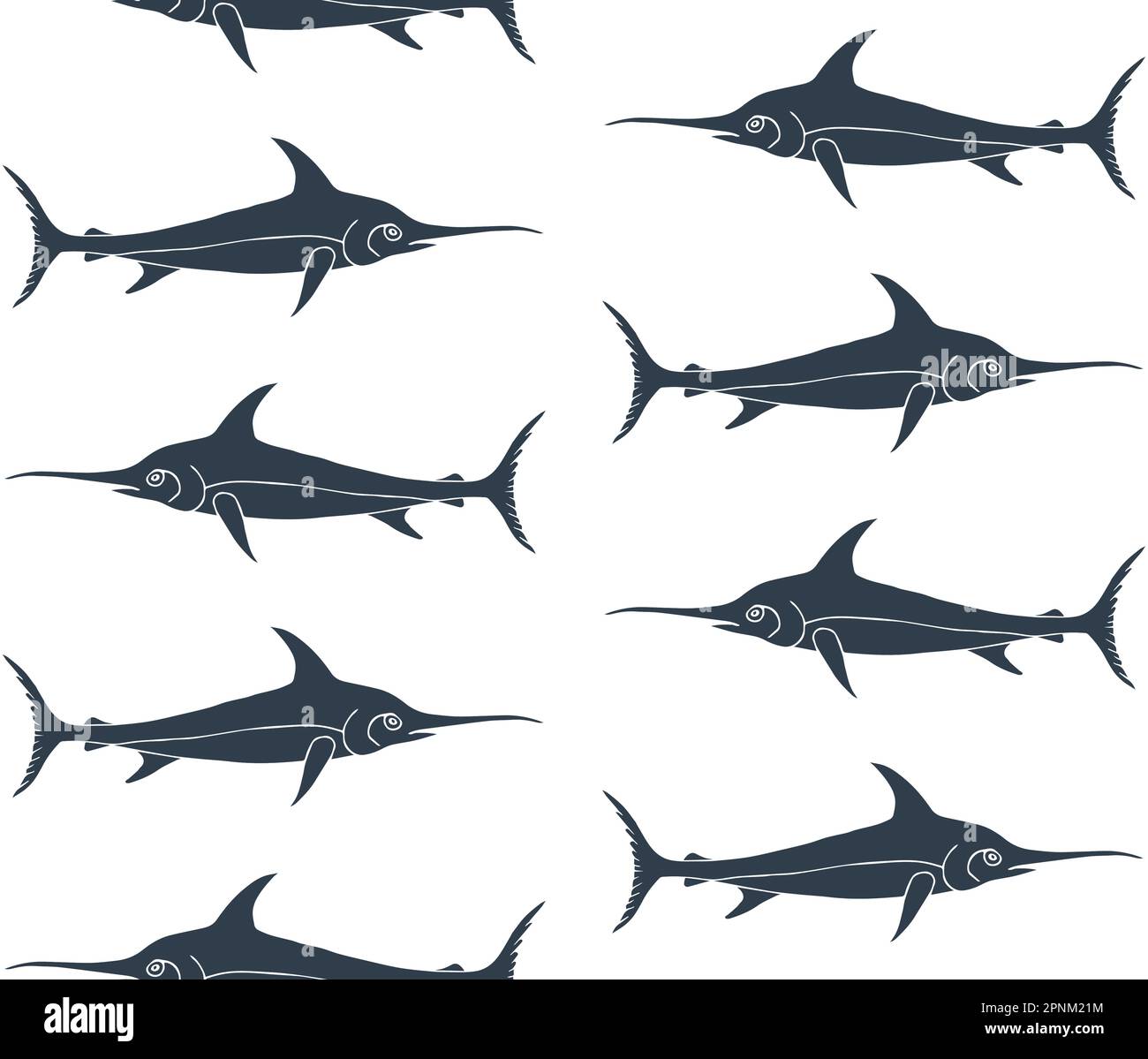 Vector seamless pattern of hand drawn doodle sketch black swordfish ...