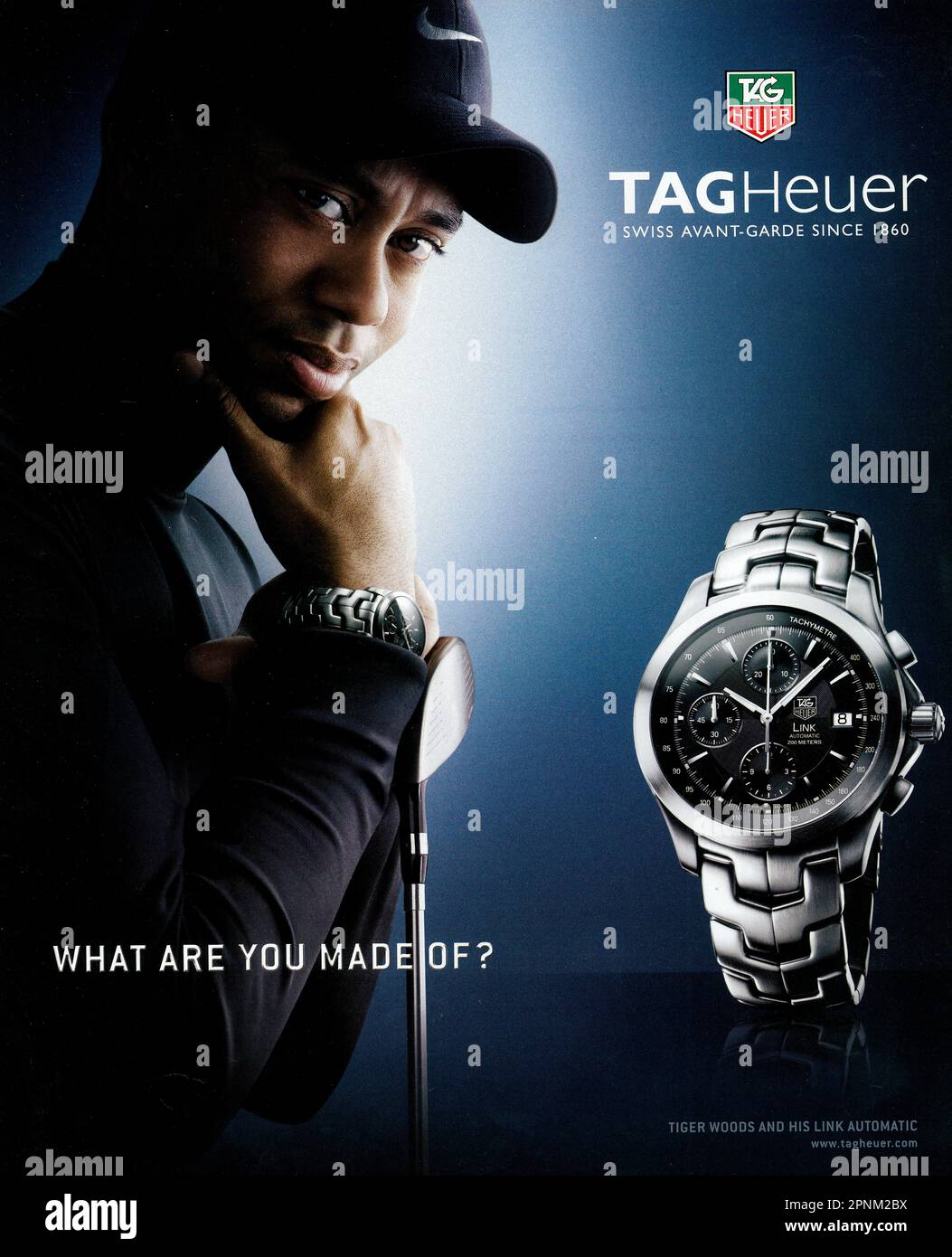 2006 Tag Heuer Link Automatic Chronograph watch advert with Tiger Woods ...