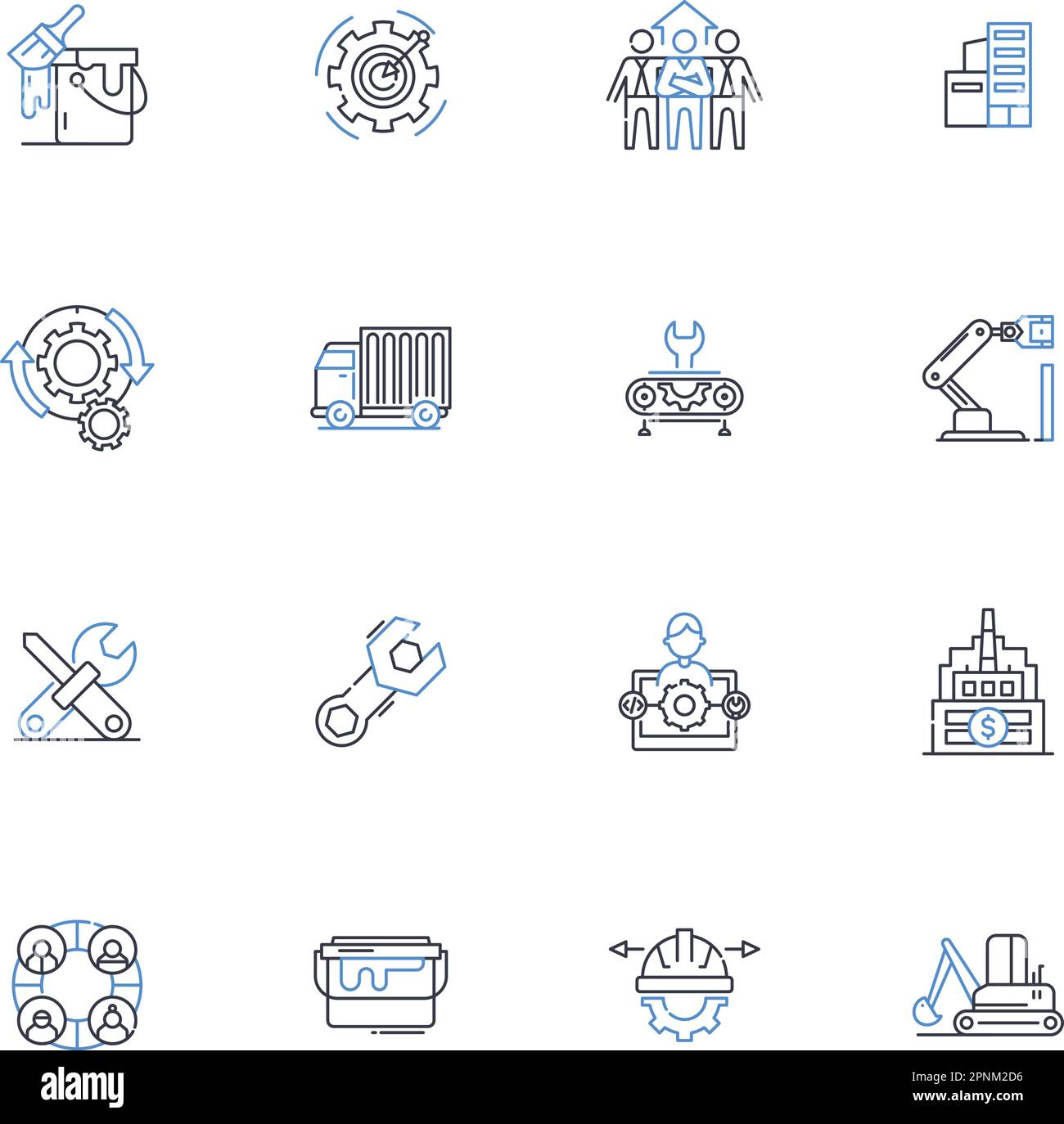 Industrial complex line icons collection. Production, Manufacturing ...