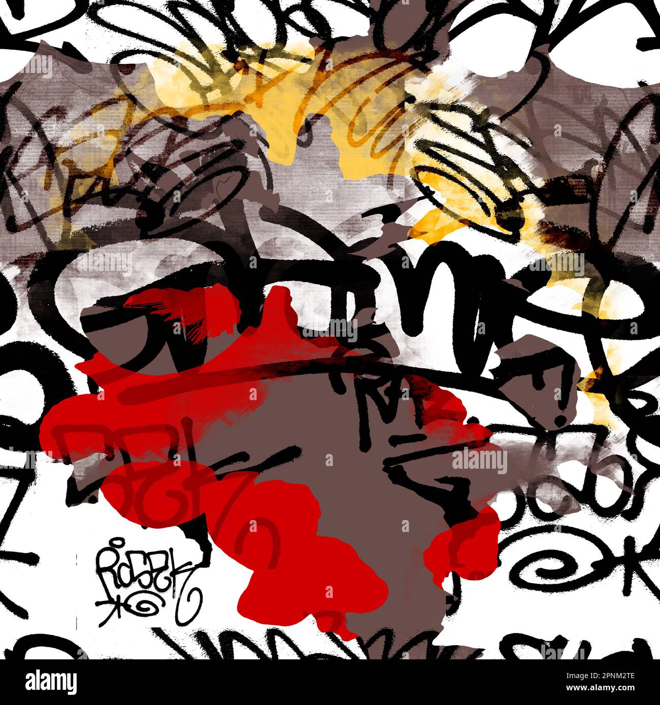 Seamless hand writing graffiti pattern, street art, painting Stock ...