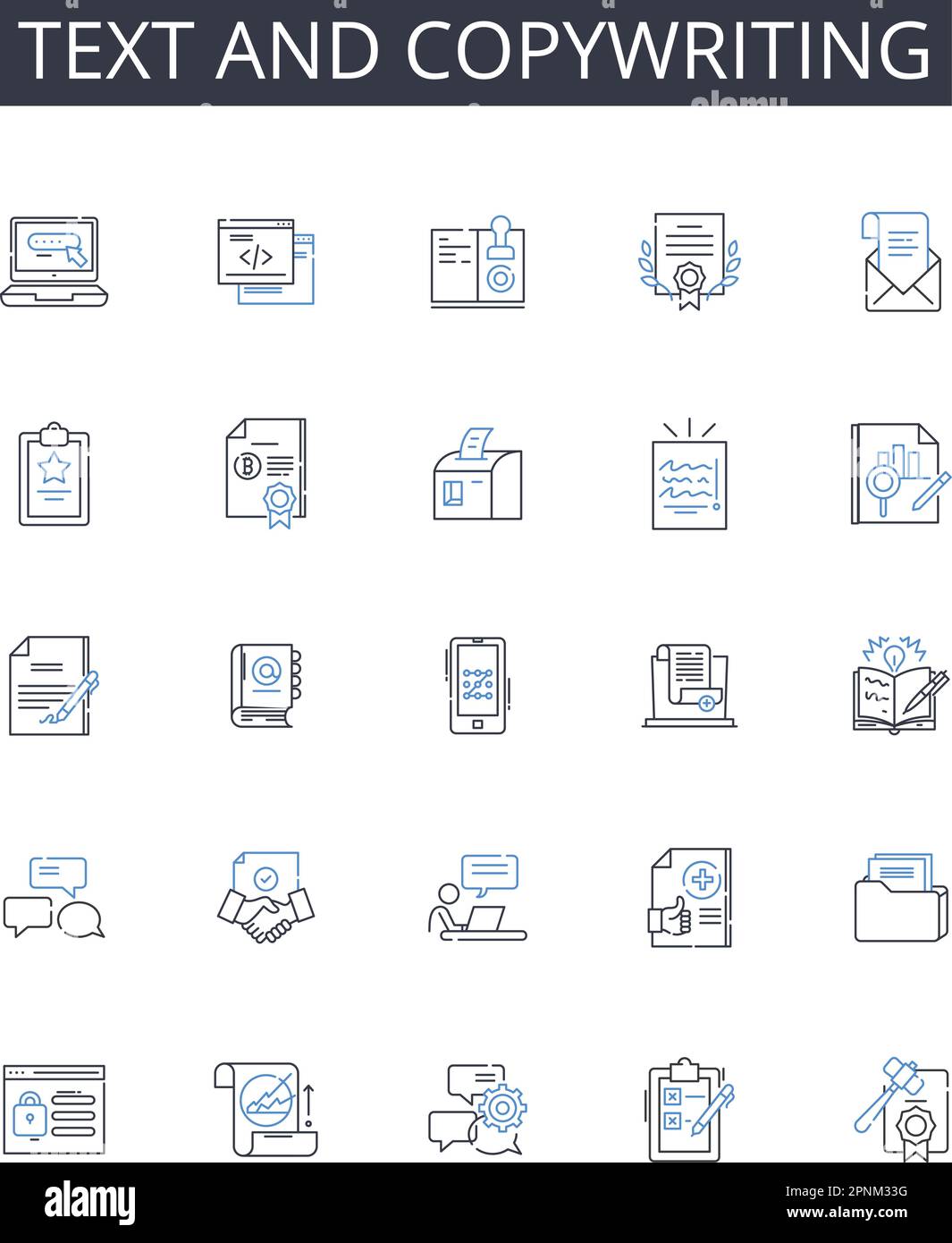 Text And Copywriting Line Icons Collection Wordsmithing Writing Scripting Authoring
