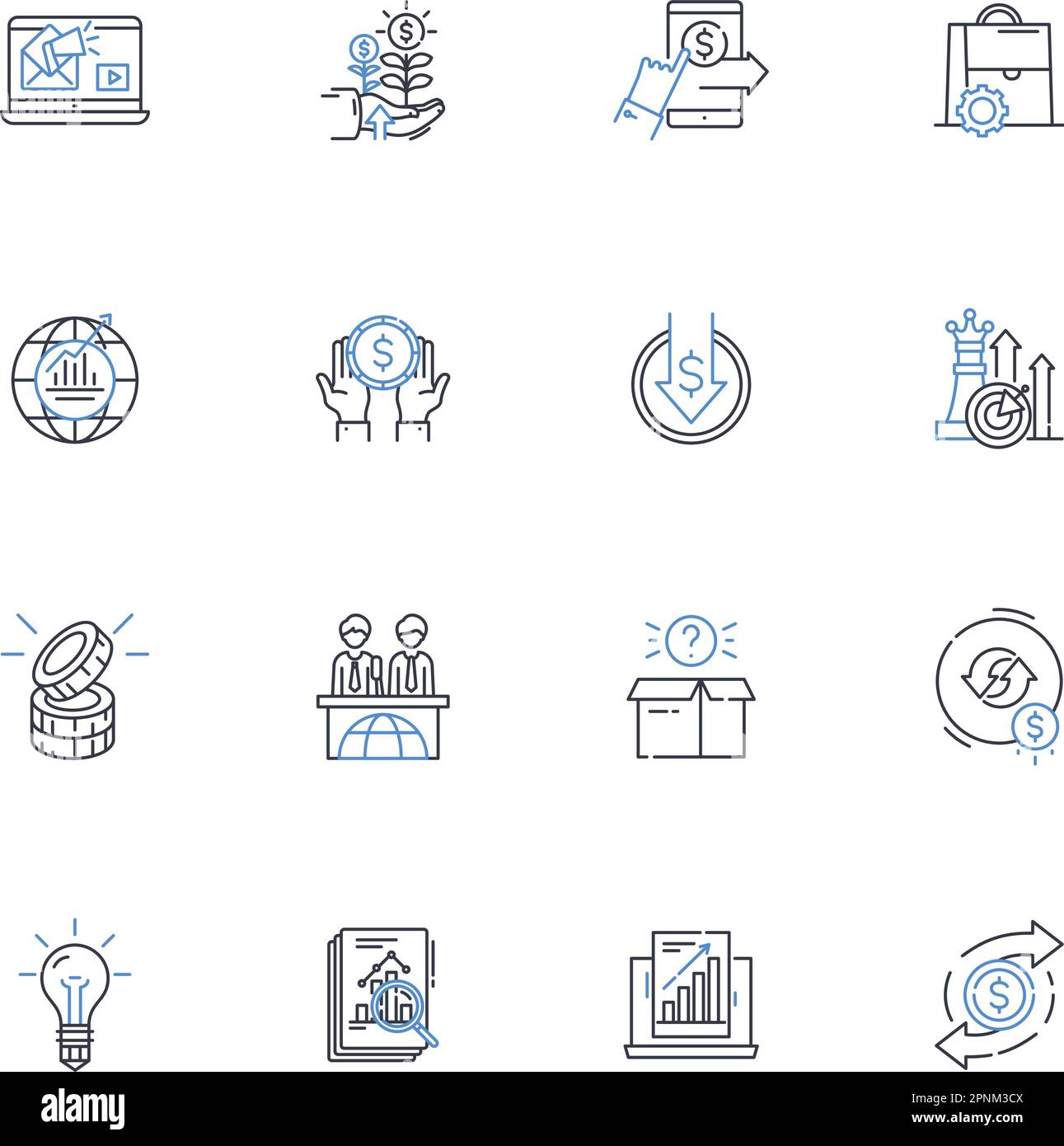 Economic examination line icons collection. Analysis, Trends ...