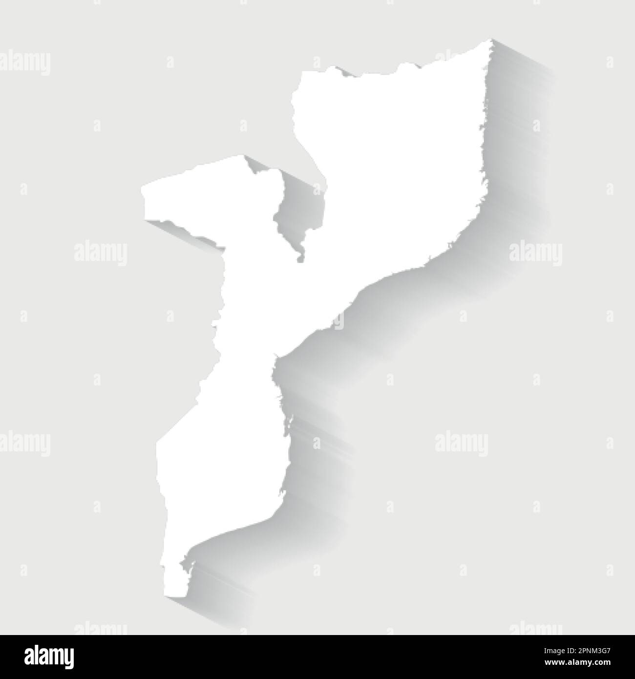 Simple white Mozambique map on gray background, vector, illustration ...