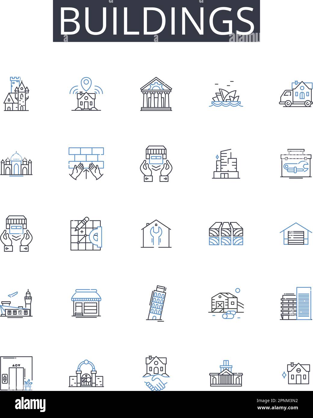 Buildings line icons collection. Houses, Towers, Structures, Edifices ... Buildings line icons collection. Houses, Towers, Structures, Edifices ...