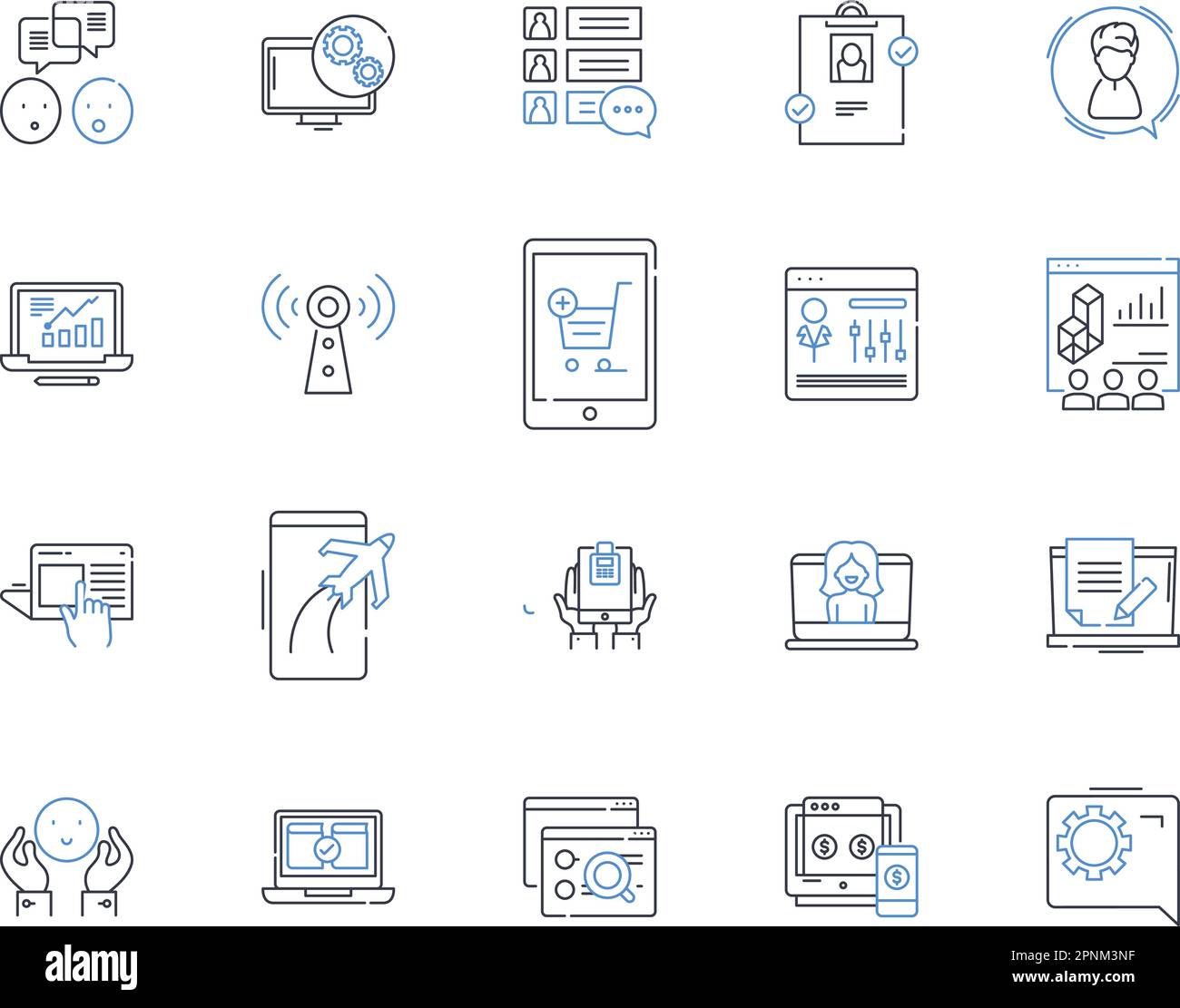 Online presence line icons collection. Visibility , Reputation ...