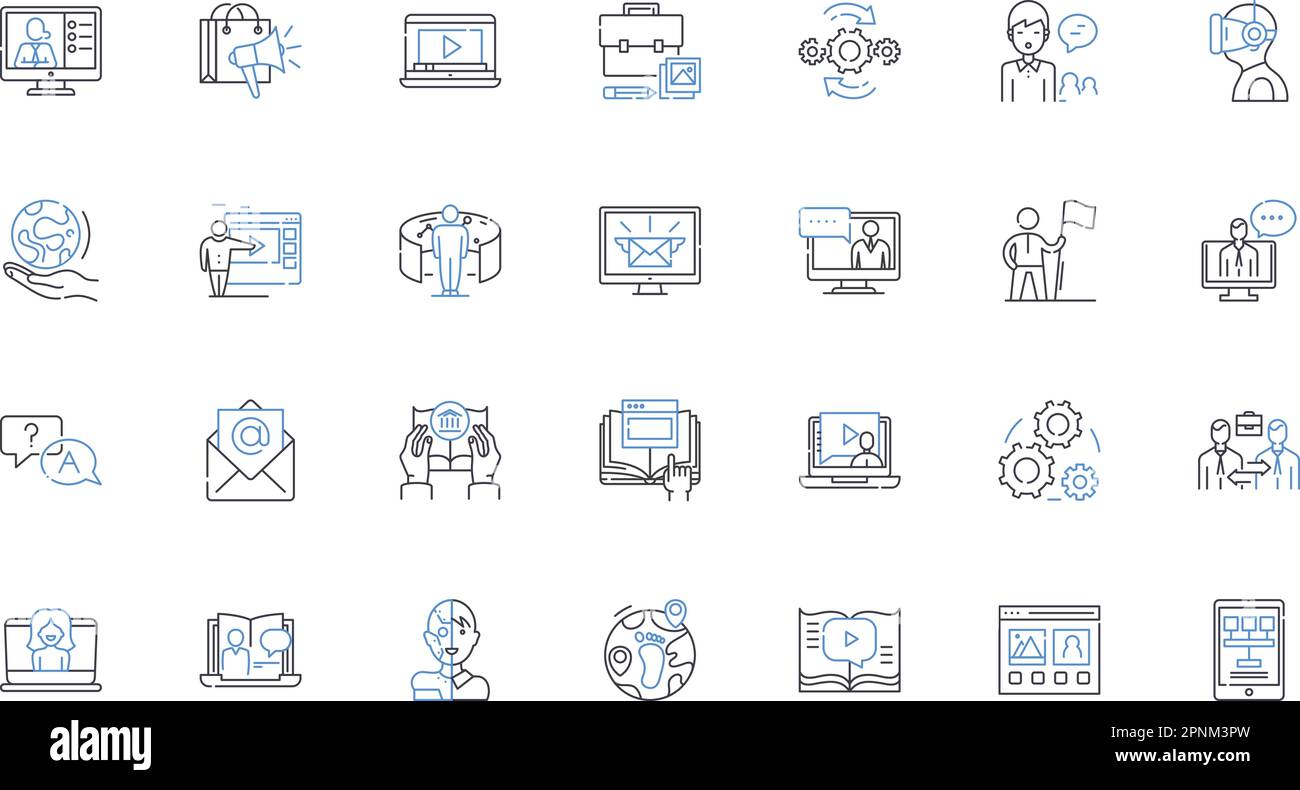 Business management line icons collection. Strategy, Leadership ...