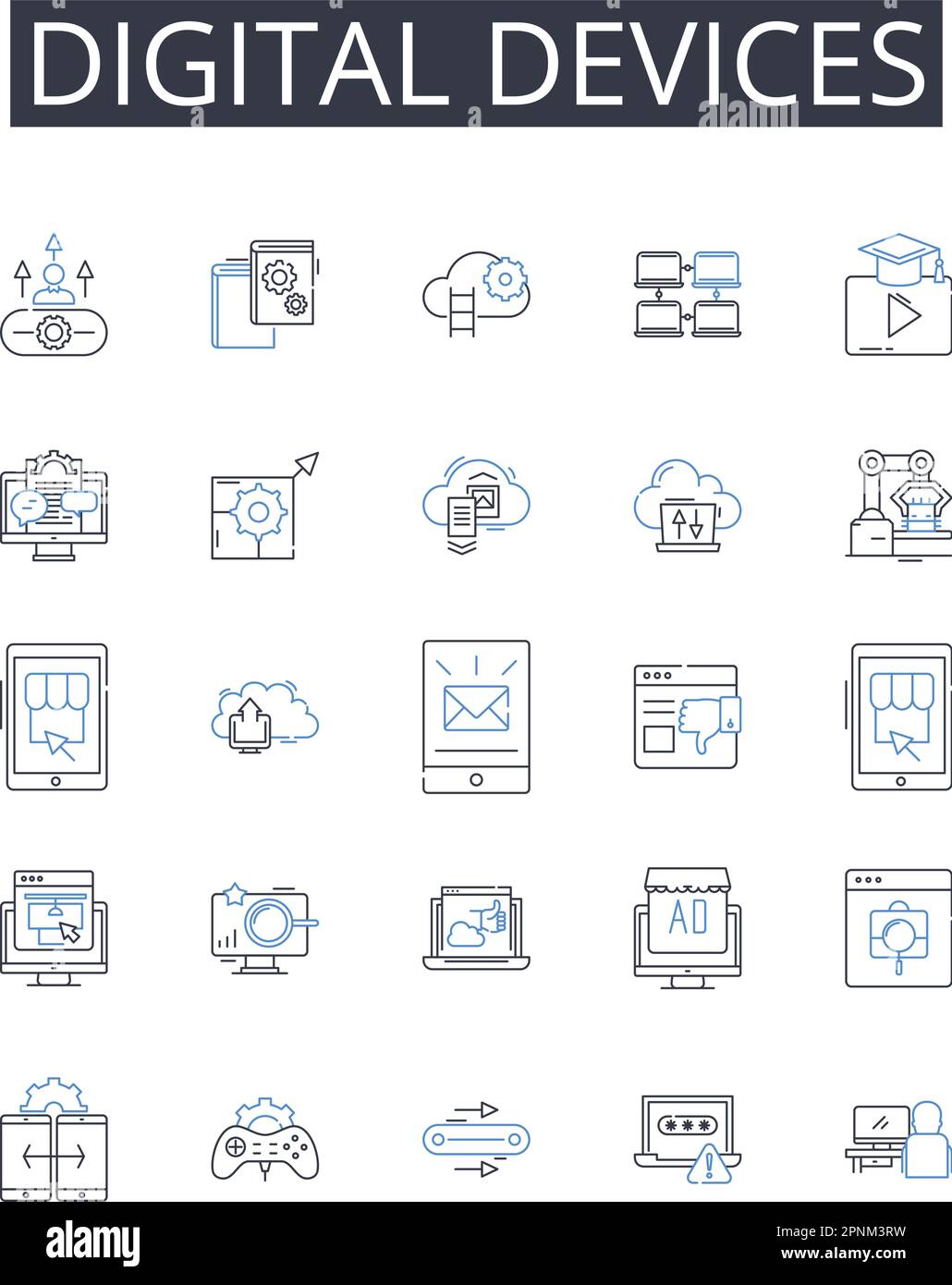 Digital devices line icons collection. Territory, Division, Planning ...