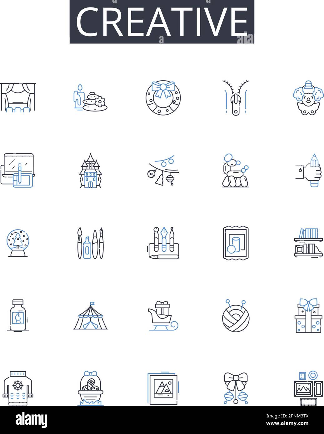 Creative Line Icons Collection Innovative Resourceful Artistic