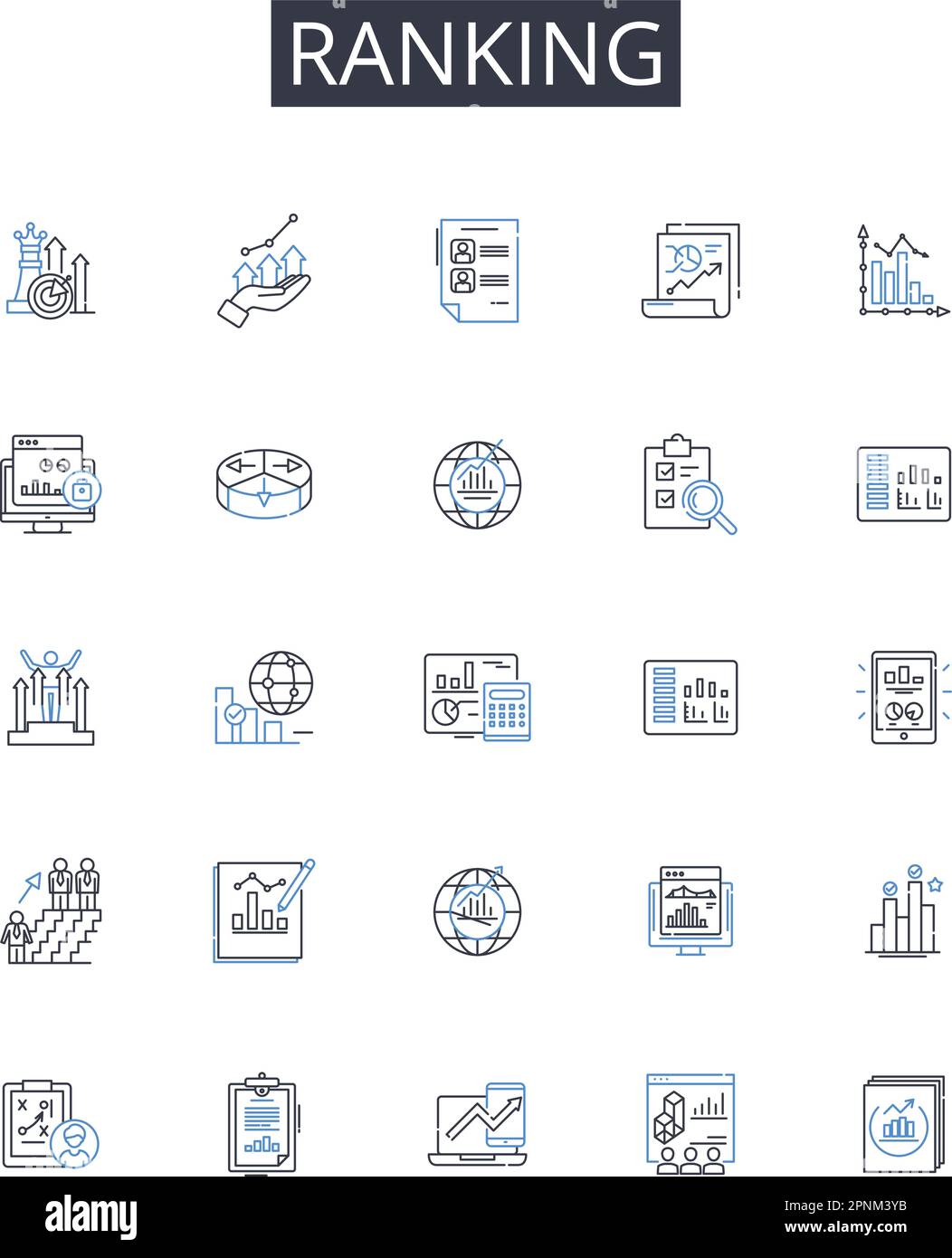 Ranking Line Icons Collection Evaluation Grading Scoring Rating Classifying Ordering