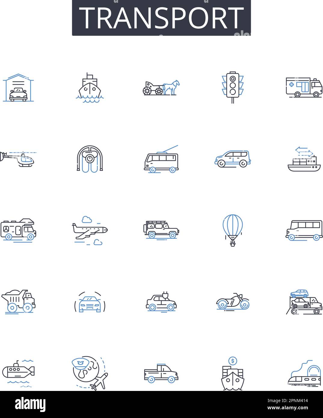 Transport line icons collection. Movement, Carriage, Conveyance ...