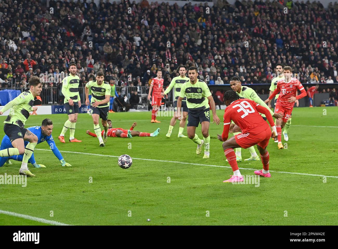 Munich, Deutschland. 19th Apr, 2023. Offside goal Mathys TEL (FCB ...