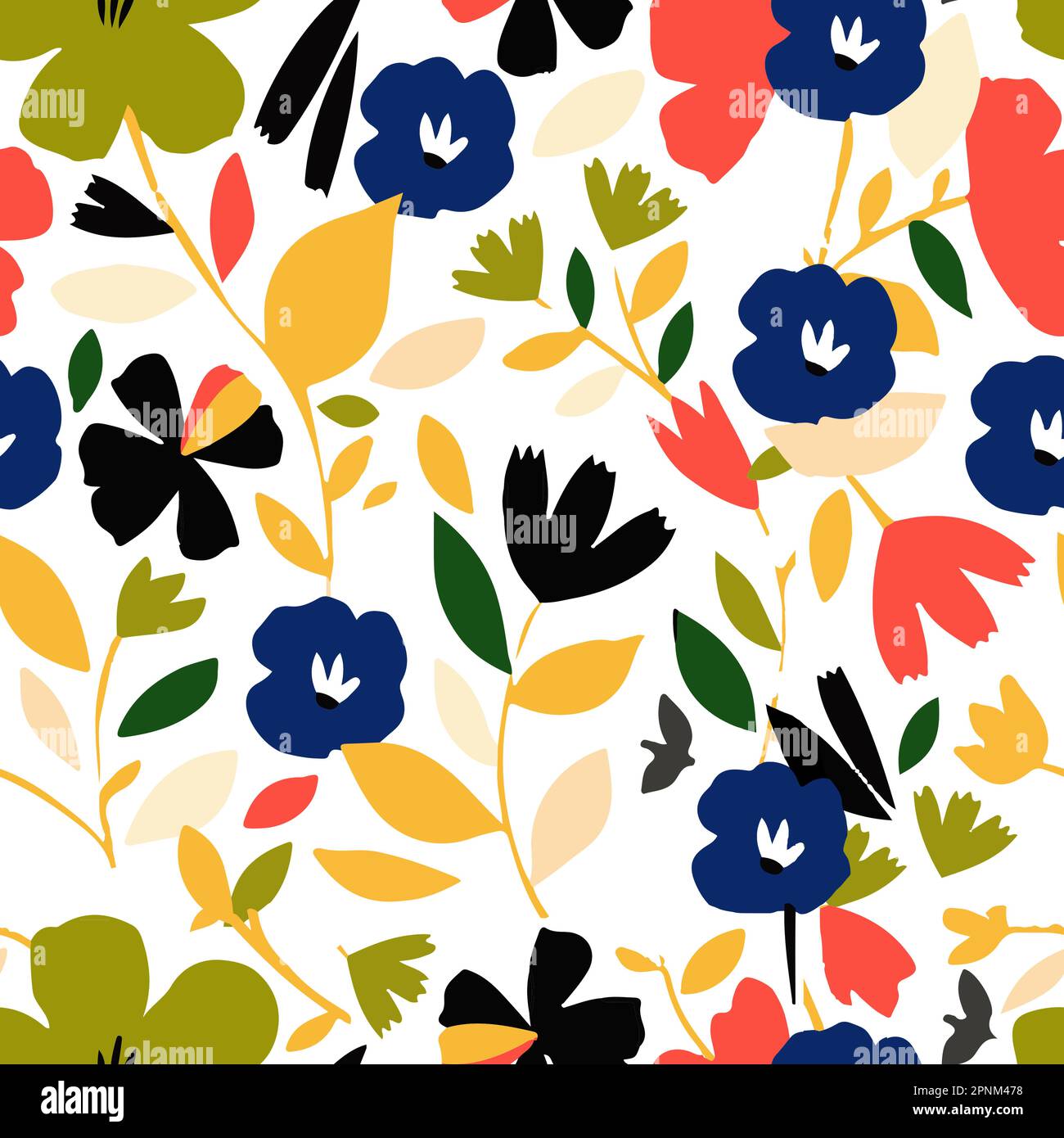 Seamless flowers pattern, hand draw floral design, textile print Stock ...