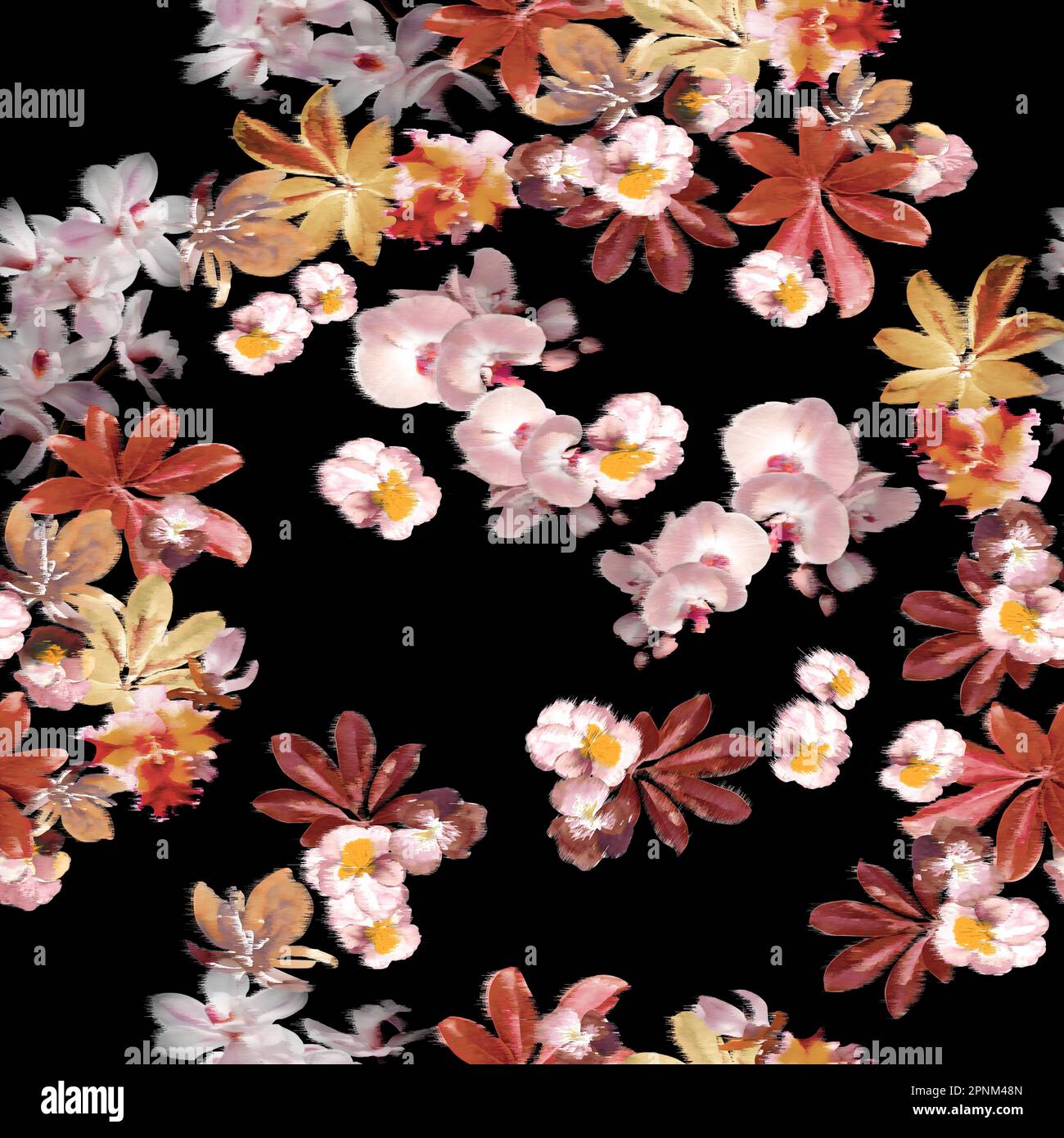 Seamless flowers pattern, hand draw floral design, textile print Stock ...