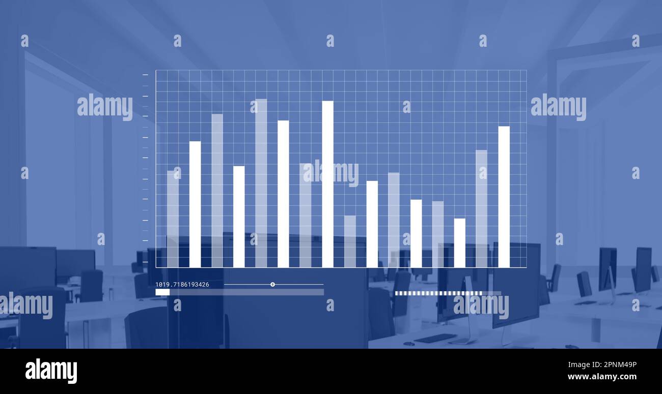 Image of statistical data processing against empty office Stock Photo - Alamy