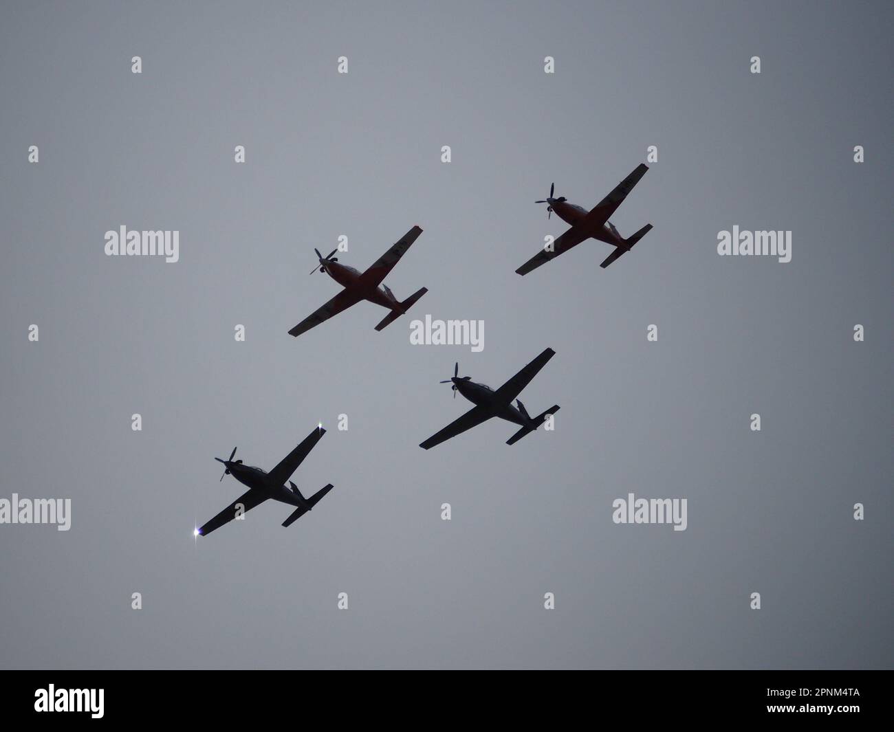 Silhouette of KAI KT-1 Woongbi aircrafts of the Peruvian Air Force ...