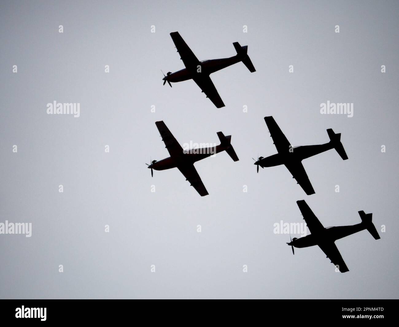 Silhouette of KAI KT-1 Woongbi aircrafts of the Peruvian Air Force ...