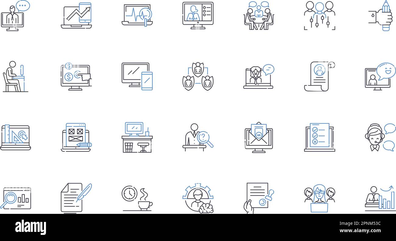 Staff Coordination Line Icons Collection Collaboration Communication Organization Delegation
