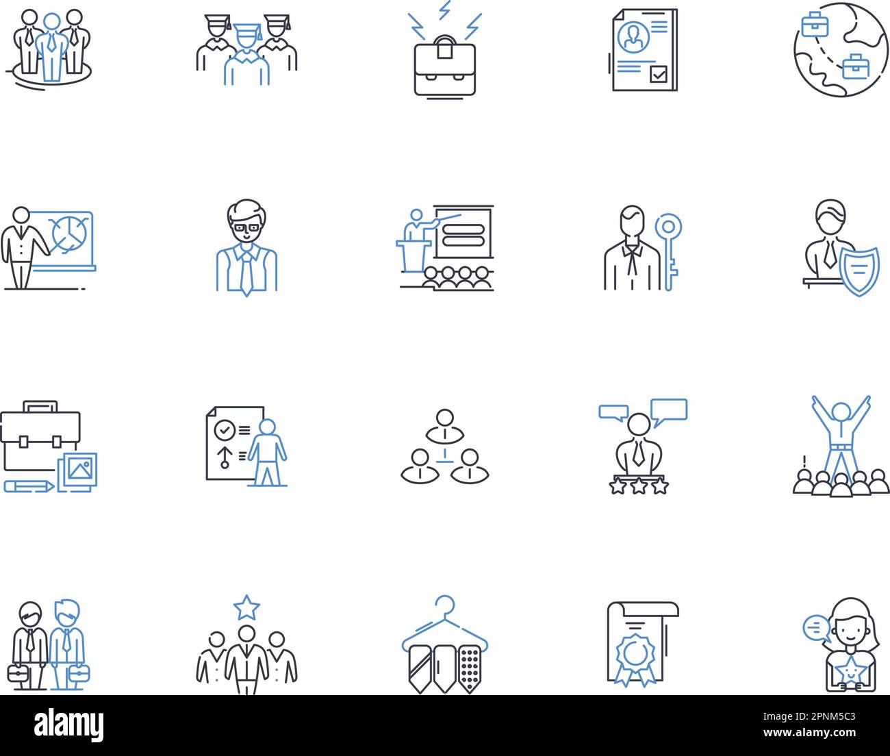 Oversight Coordination Line Icons Collection Supervision Management