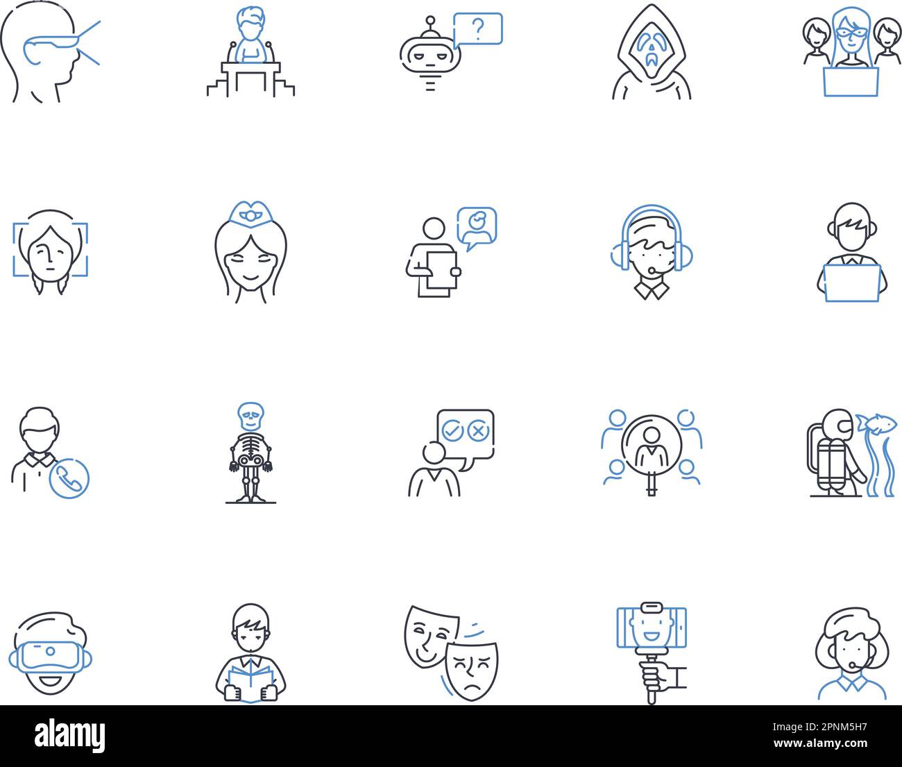 Beings line icons collection. Humans, Aliens, Animals, Ghosts, Robots ...