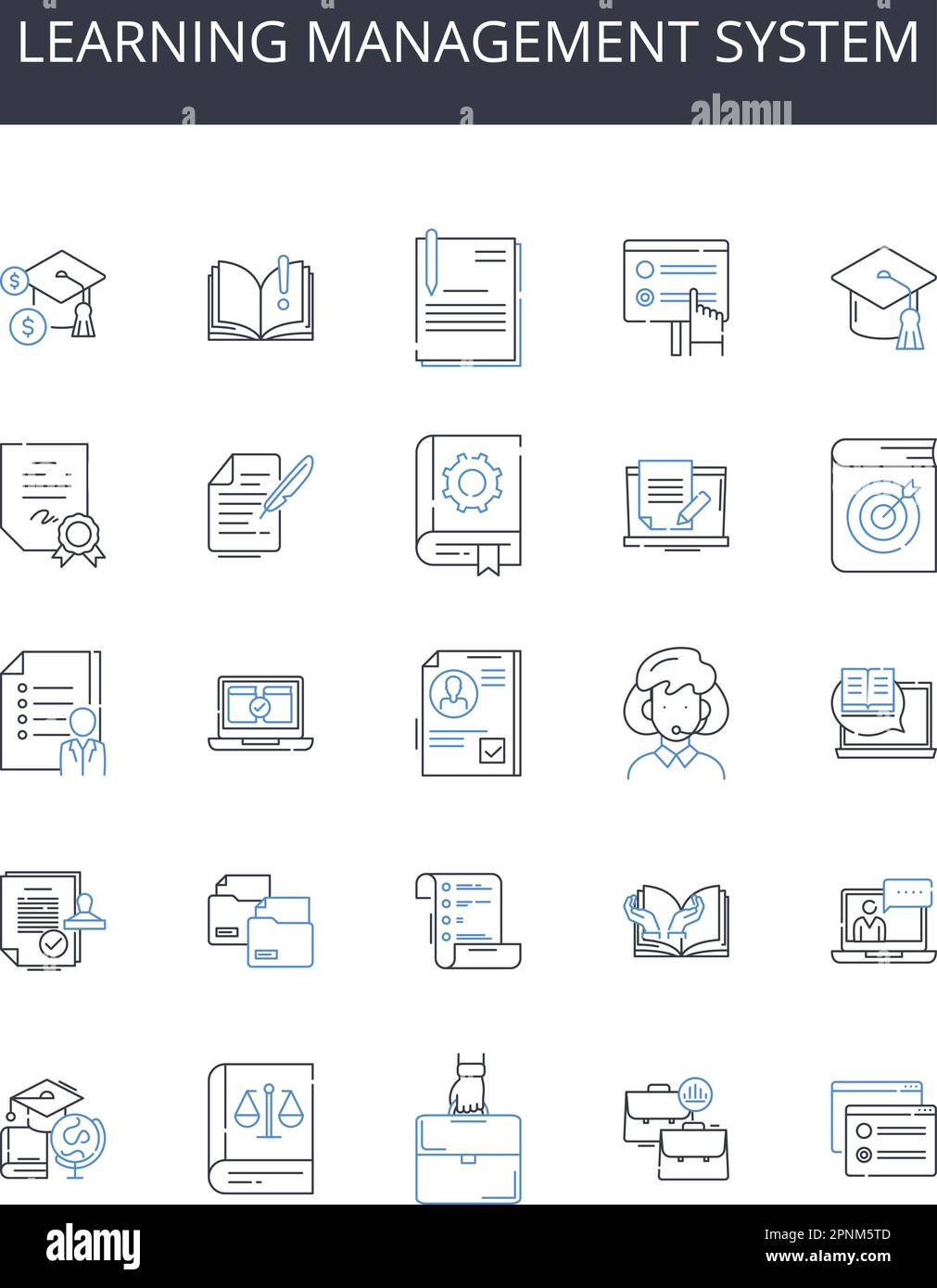 Learning Management System Line Icons Collection Website Design