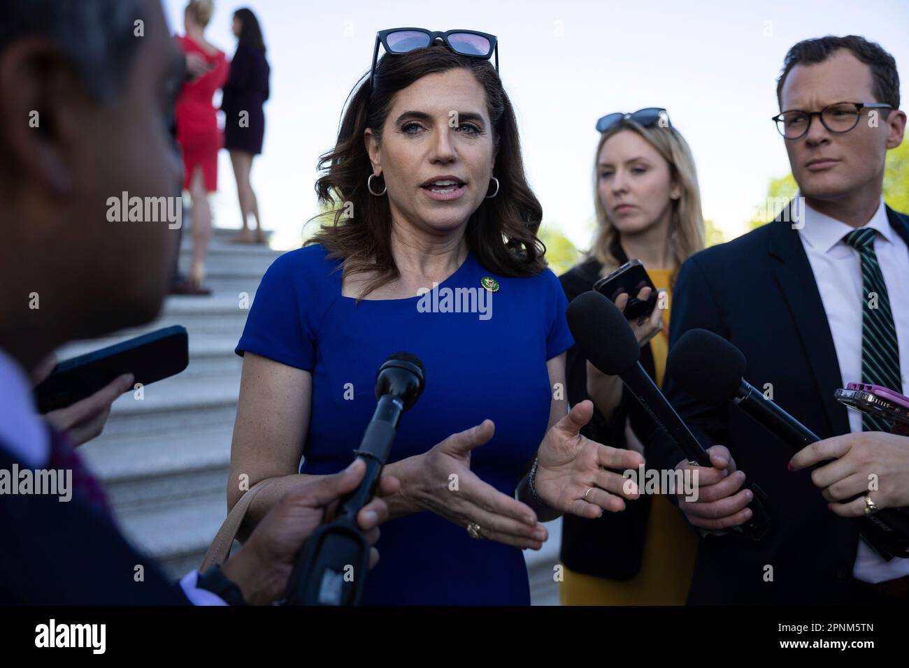Rep. Nancy Mace (R-S.C.) speaks with reporters outside the U.S. Capitol ...