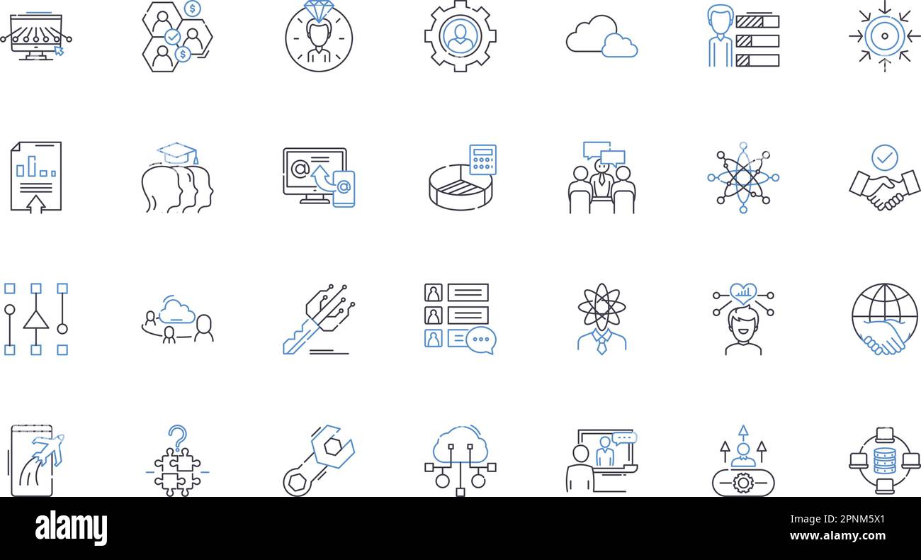 Association Line Icons Collection Collaboration Nerking Community