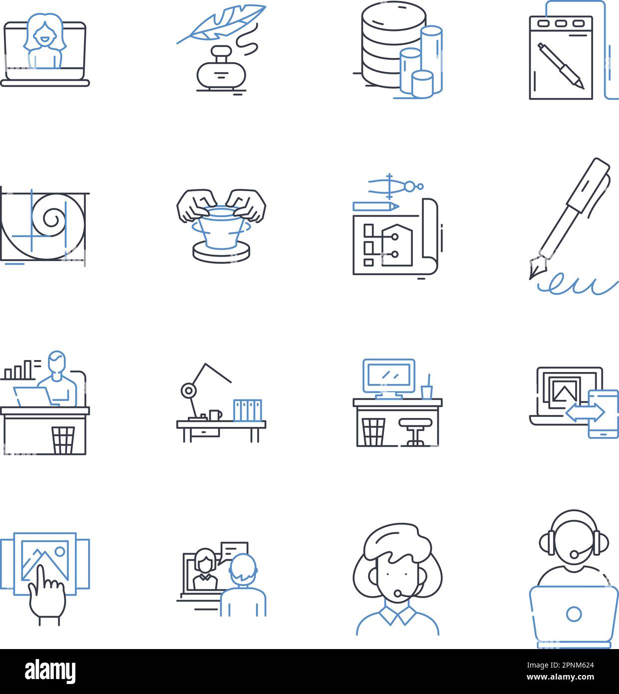 Contractor self-starter line icons collection. Resourceful, Ambitious ... Contractor self-starter line icons collection. Resourceful, Ambitious ...