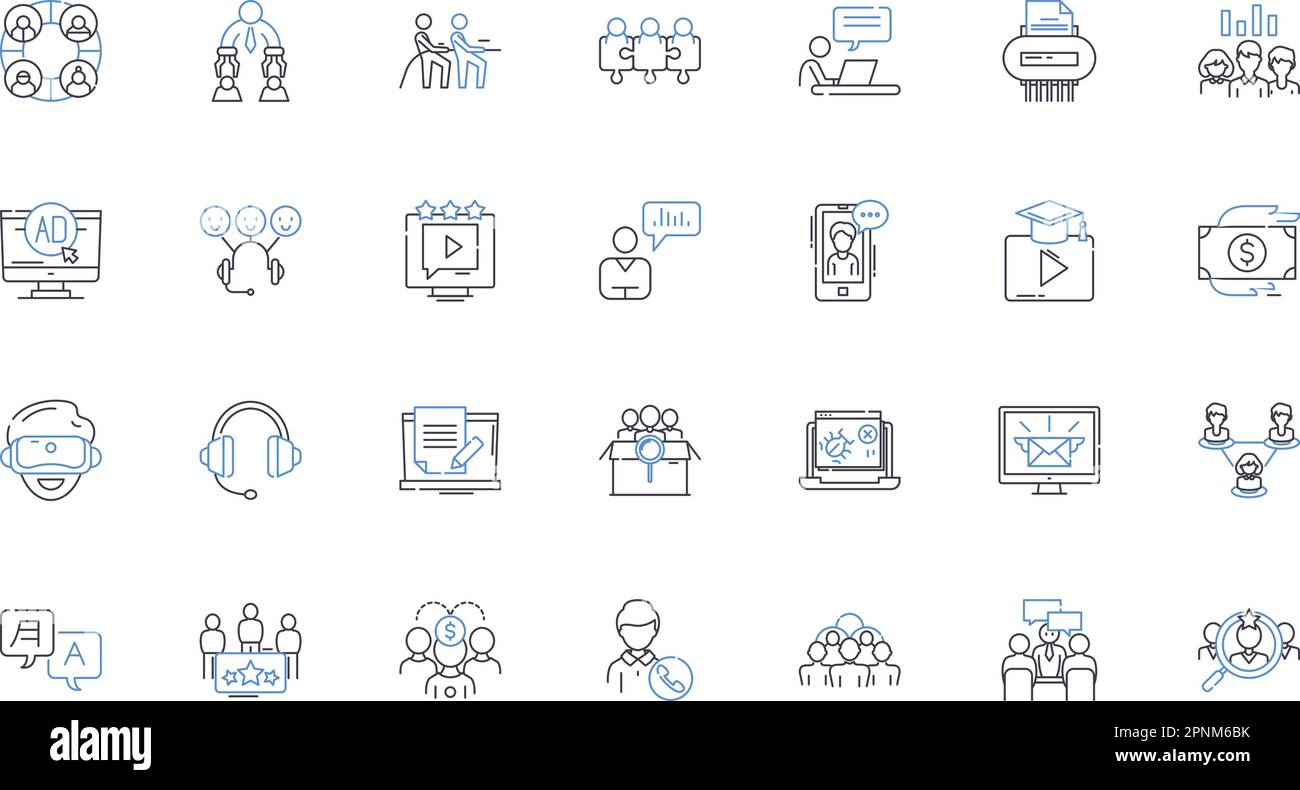Throng Population Line Icons Collection Crowd Congestion Cluster Mob Herd Masses Flock