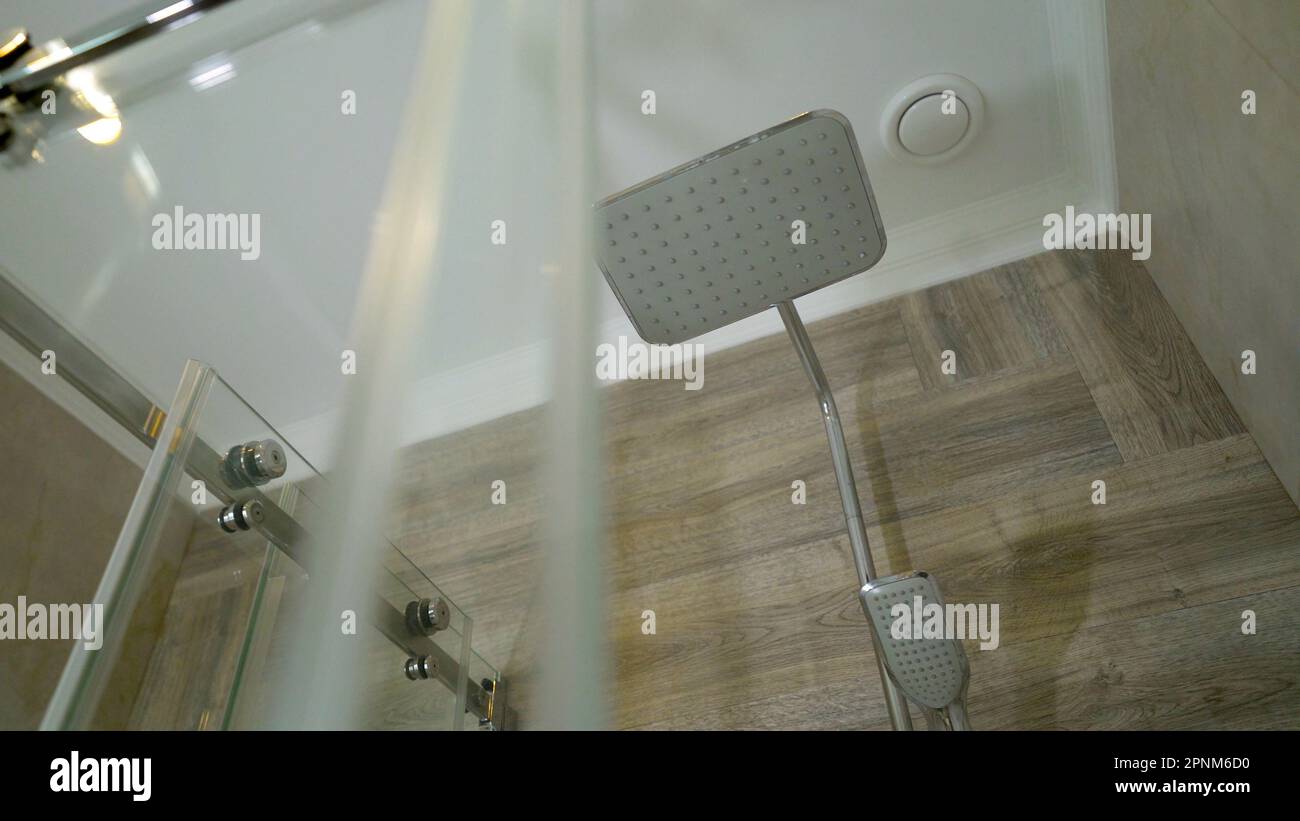 The Modern shower head in restroom. Shower in the hotel. Shower in the ...