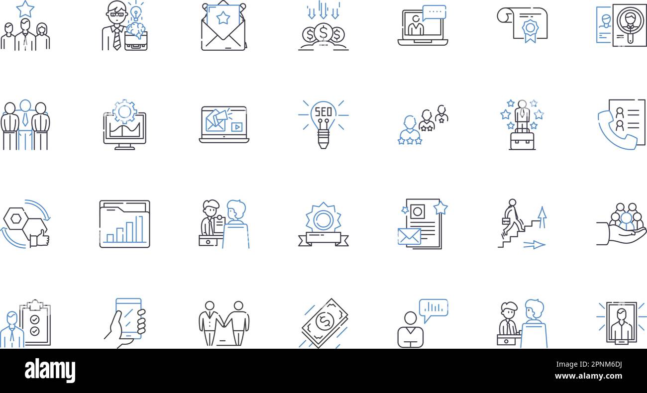 Staff management line icons collection. Leadership, Communication ...
