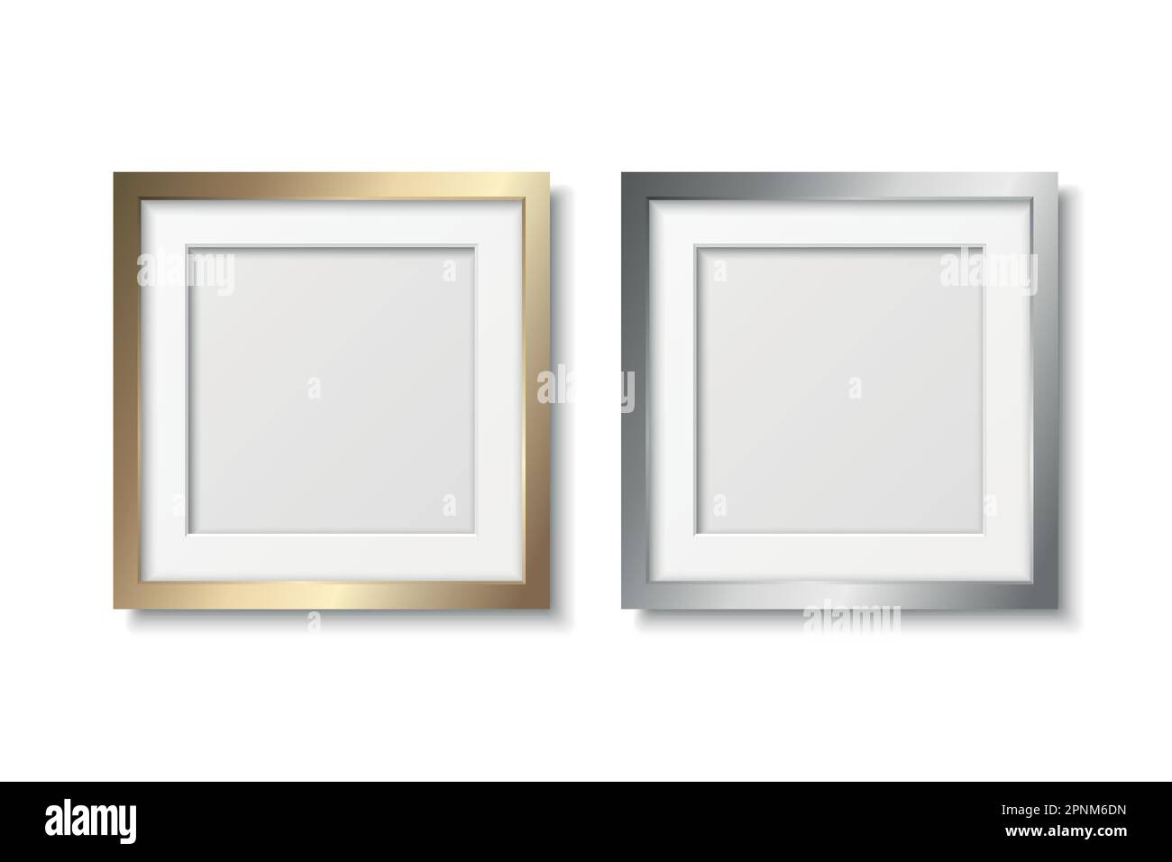 Vector 3d Realistic Yellow and Gray Metal, Golden and Silver Color ...