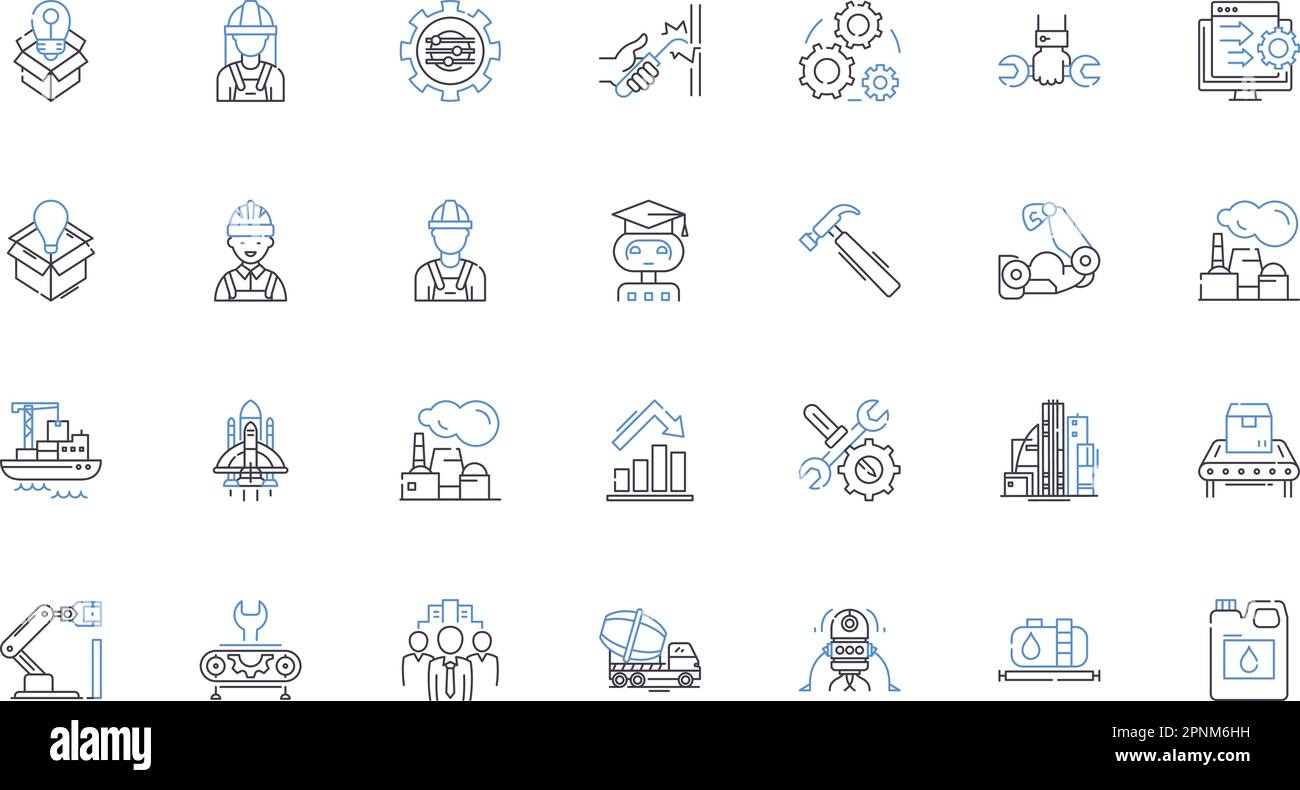 Automation Line Icons Collection Robotics Efficiency Production Workflow Innovation