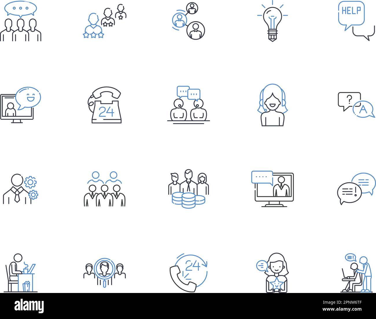 Machine Assistance Line Icons Collection Automation Robotics Ai