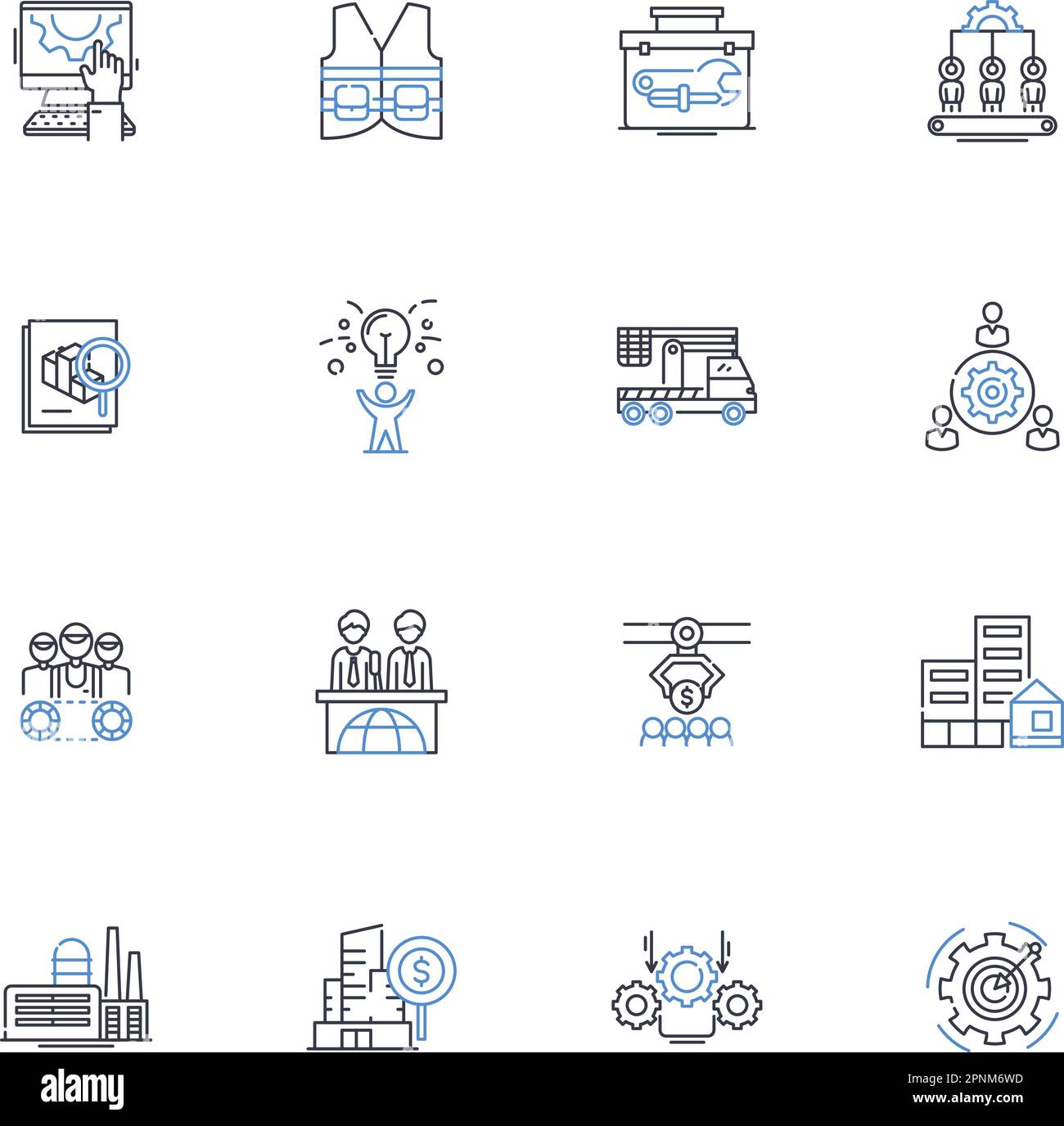 Machinery house line icons collection. Industrial, Equipment, Tools ...
