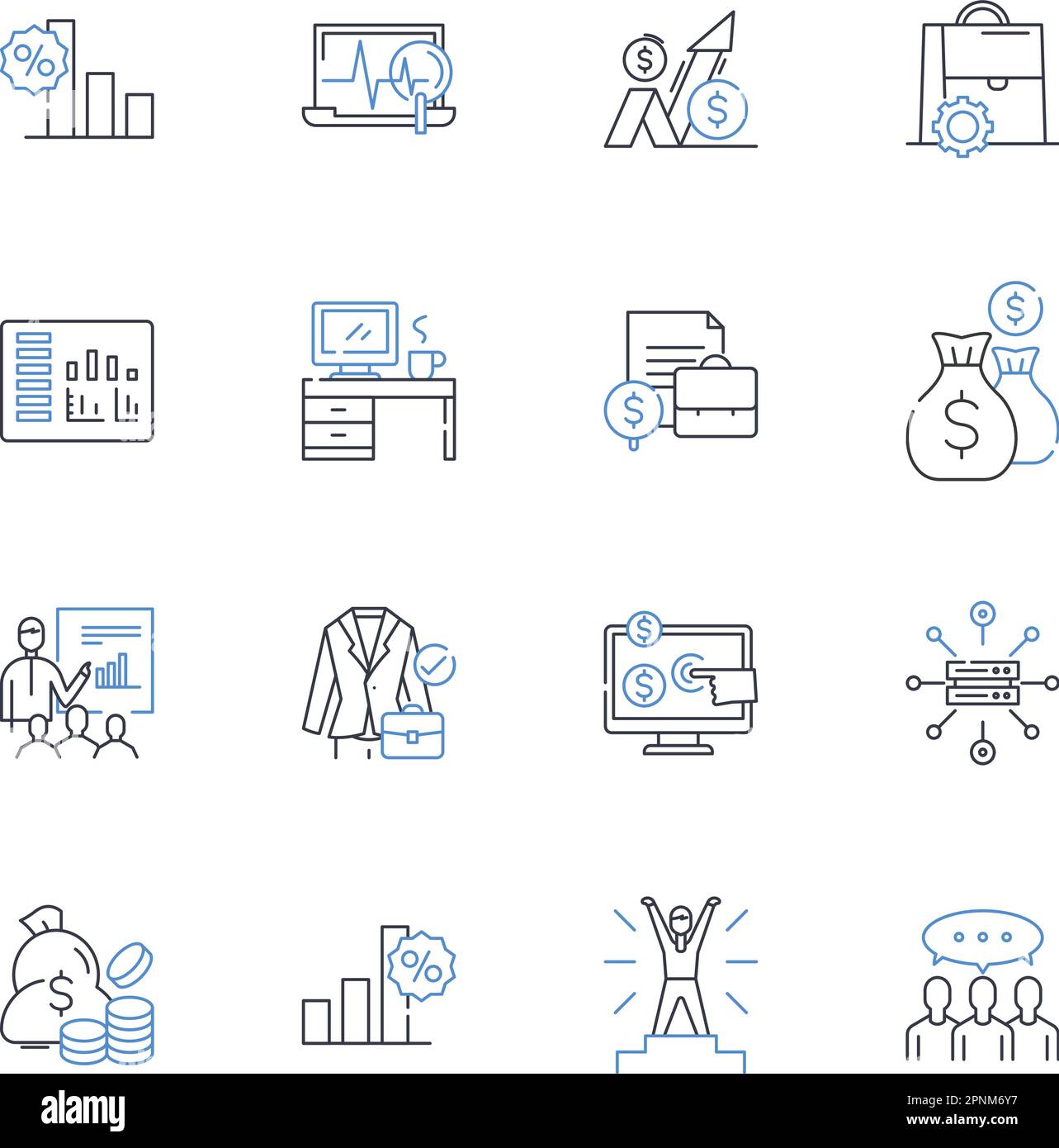 Brand positioning line icons collection. Identity, Perception ...