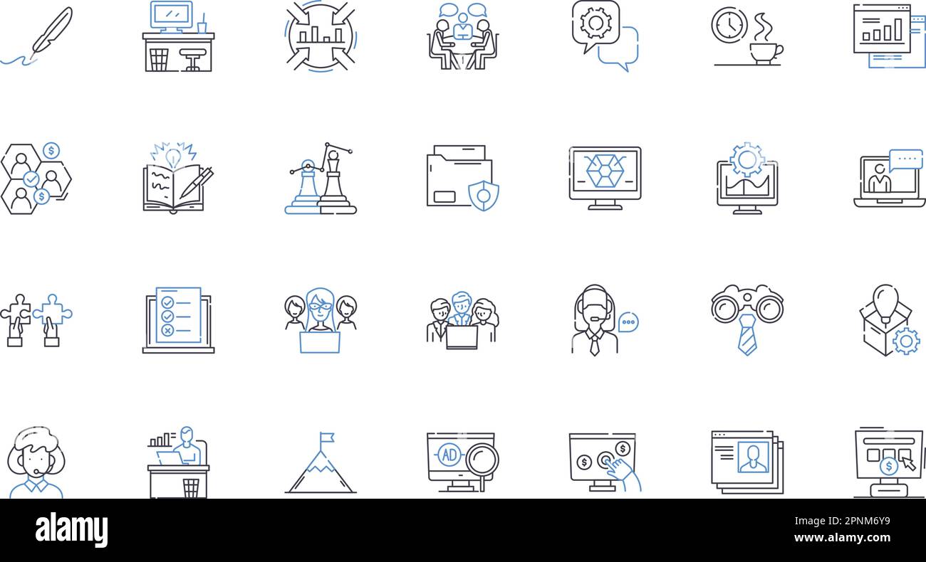 Alliance Team Line Icons Collection Unity Partnership Collaboration