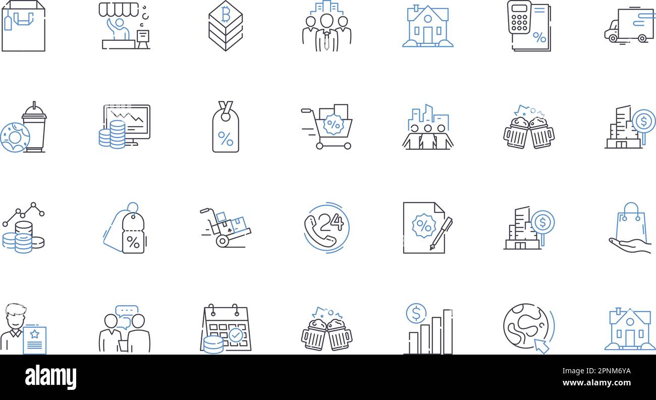 Revenue stream line icons collection. Subscription, Advertising ...