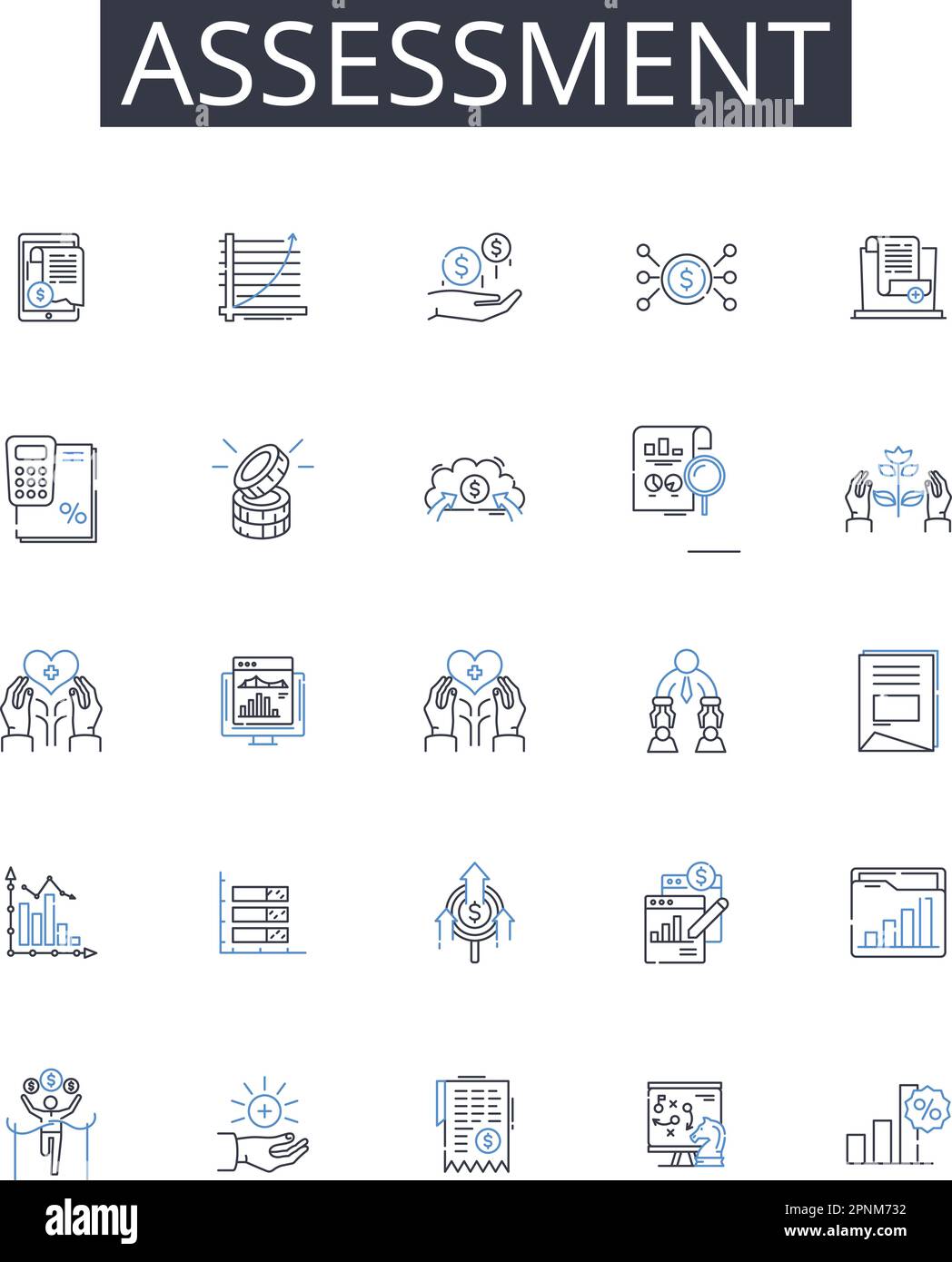 Assessment Line Icons Collection Appraisal Evaluation Analysis Estimate Judgment Review