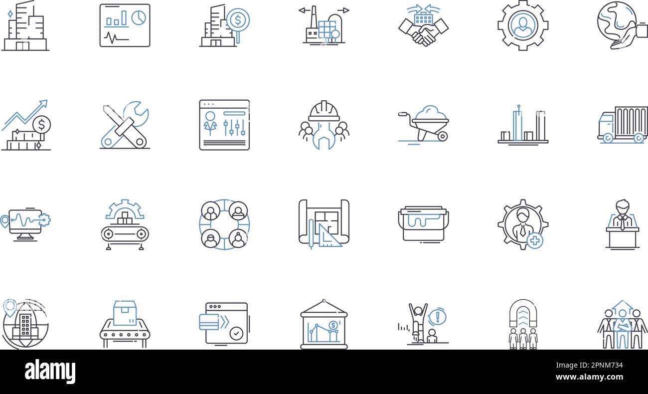 Processing Organization Line Icons Collection Efficiency Automation Optimization