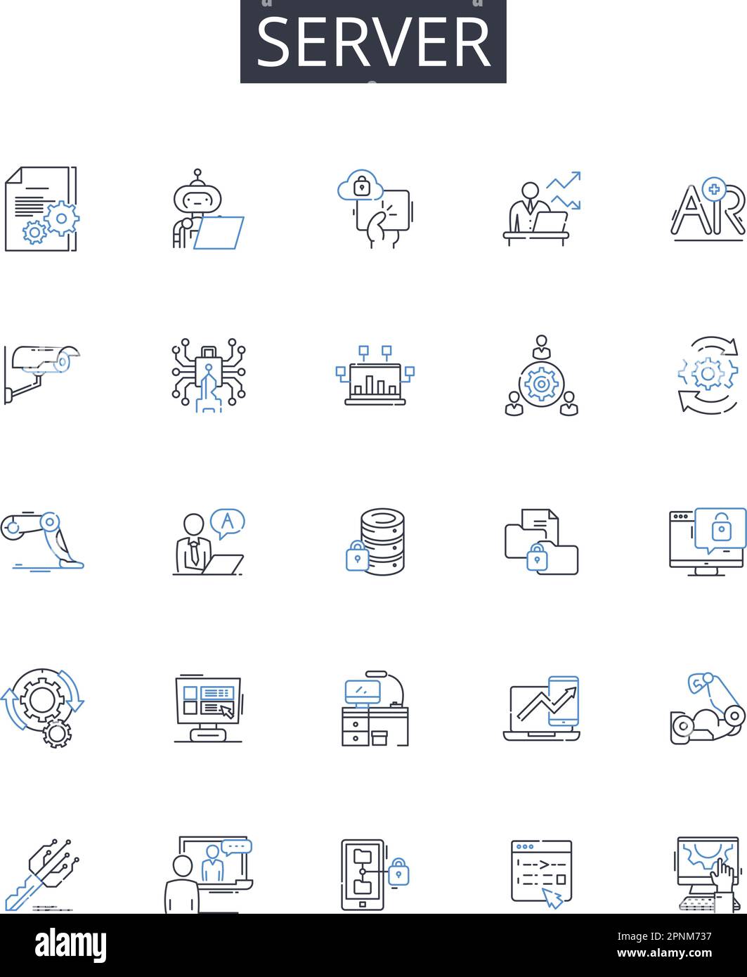 Server Line Icons Collection Host Node Machine Platform Computer System Nerk Vector And