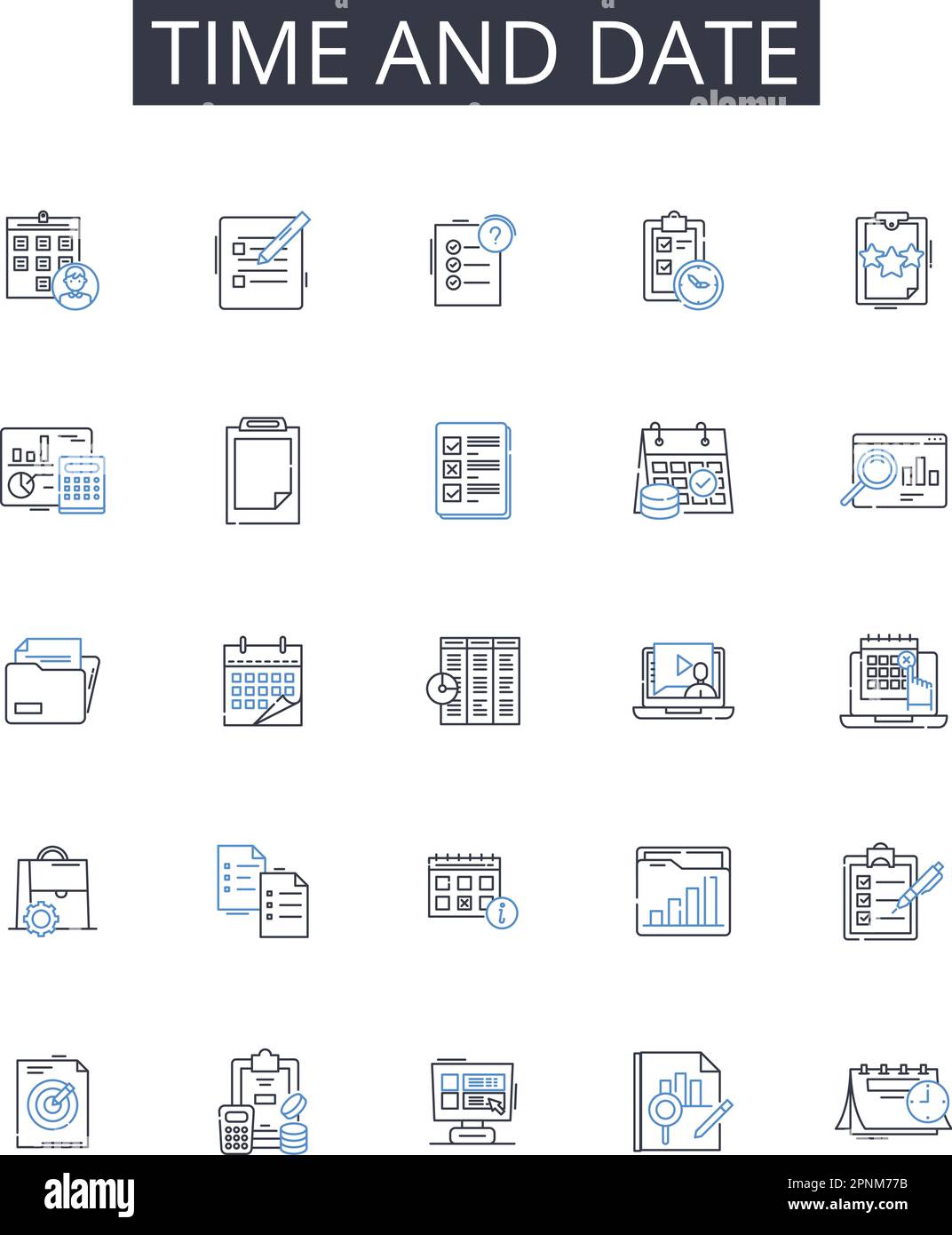 Time and date line icons collection. Duration, Length, Interval, Period ... Time and date line icons collection. Duration, Length, Interval, Period ...