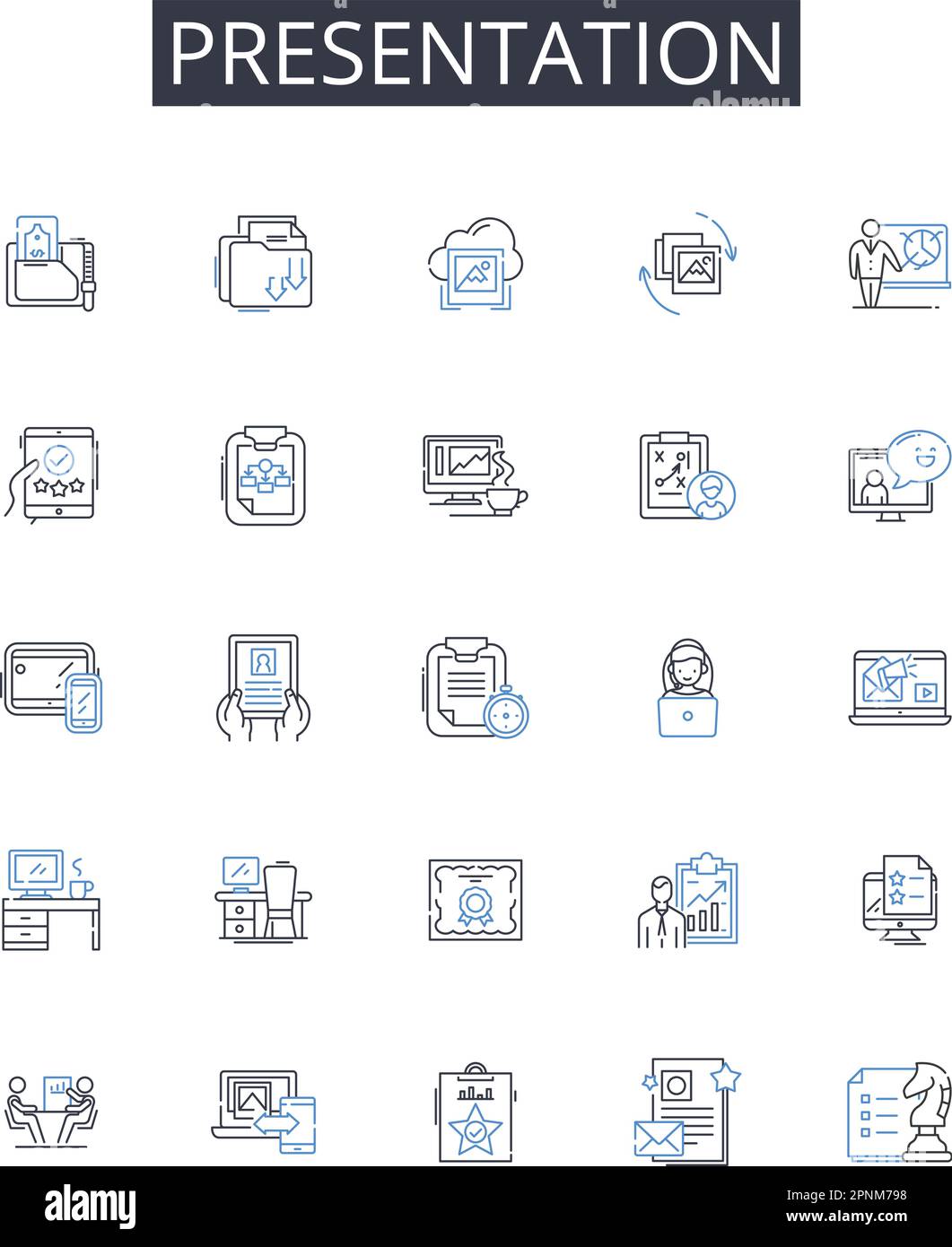 Presentation line icons collection. Performance, Demonstration, Show ... Presentation line icons collection. Performance, Demonstration, Show ...