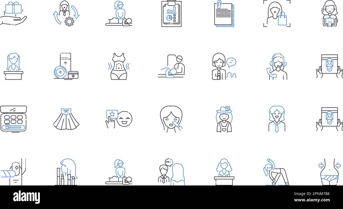 Lady entrepreneurs line icons collection. Ambitious, Creative, Curious ...